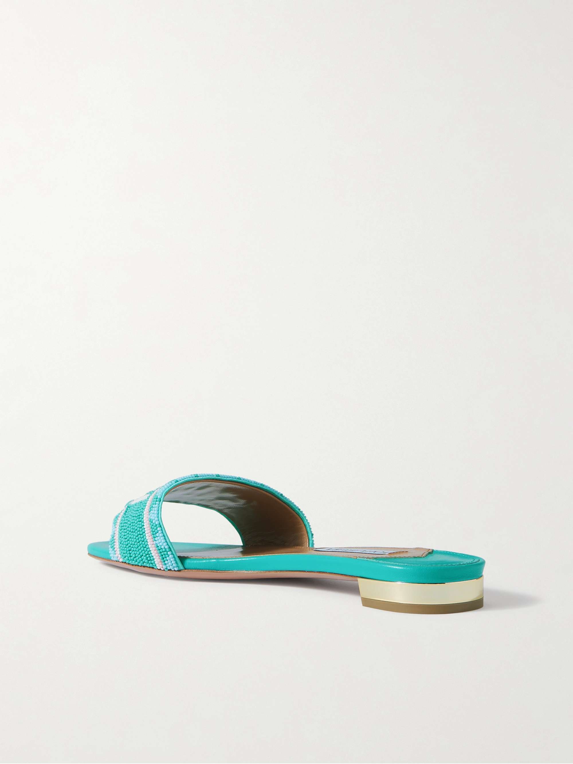 AQUAZZURA Capri beaded leather slides | NET-A-PORTER