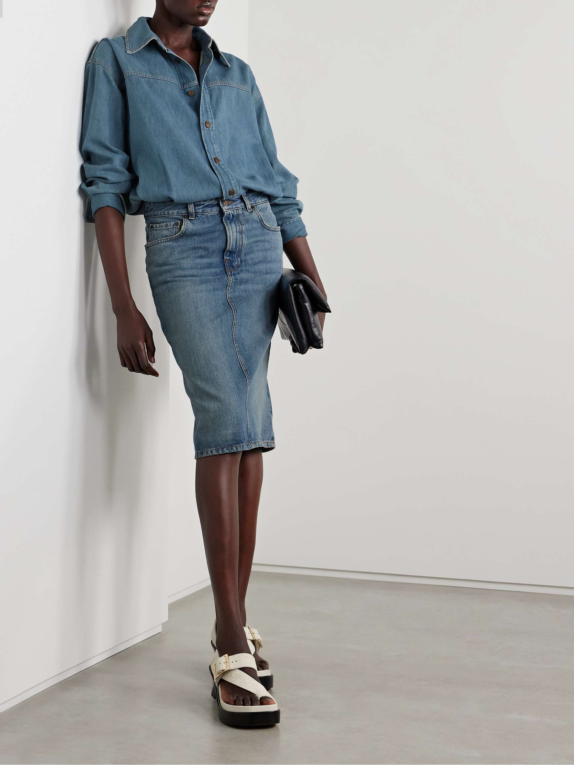 HAIKURE Joelle two-tone organic denim shirt dress | NET-A-PORTER