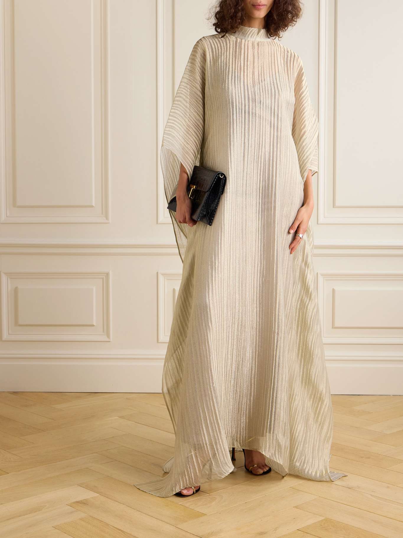 TALLER MARMO Basento pleated fil coupé turtleneck gown | NET-A-PORTER