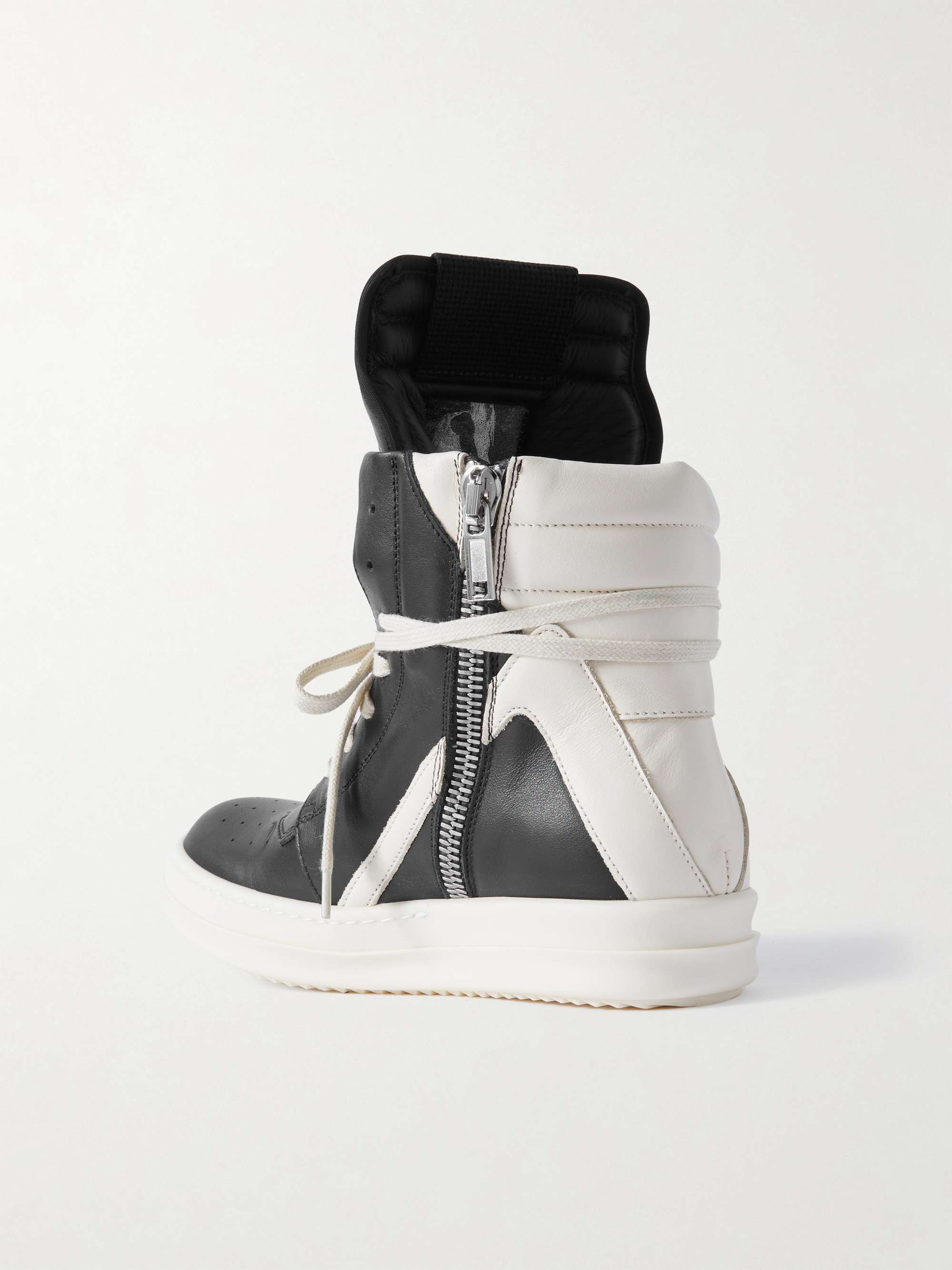 RICK OWENS Geobasket two-tone leather high-top sneakers | NET-A-PORTER
