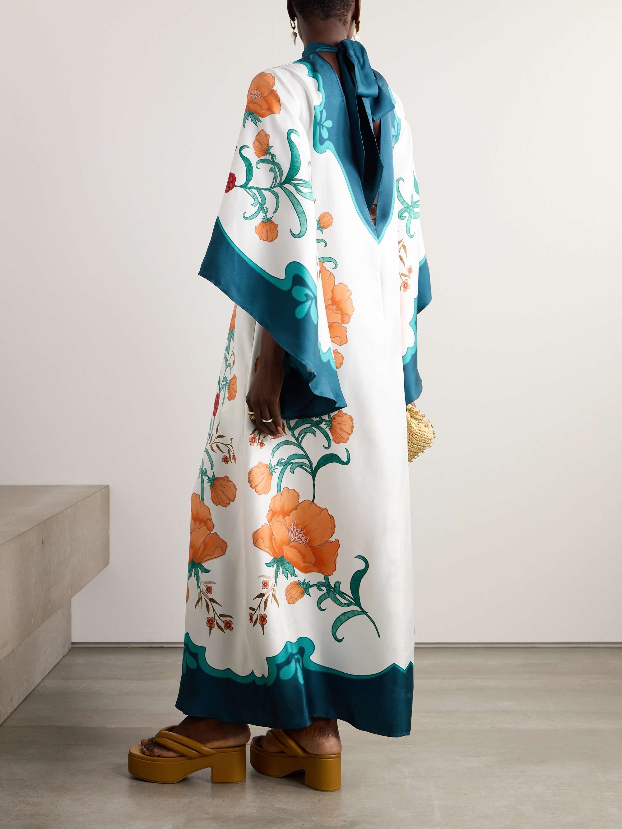 LA DOUBLEJ + Orlebar Brown Magnifico floral-print silk-satin maxi dress ...