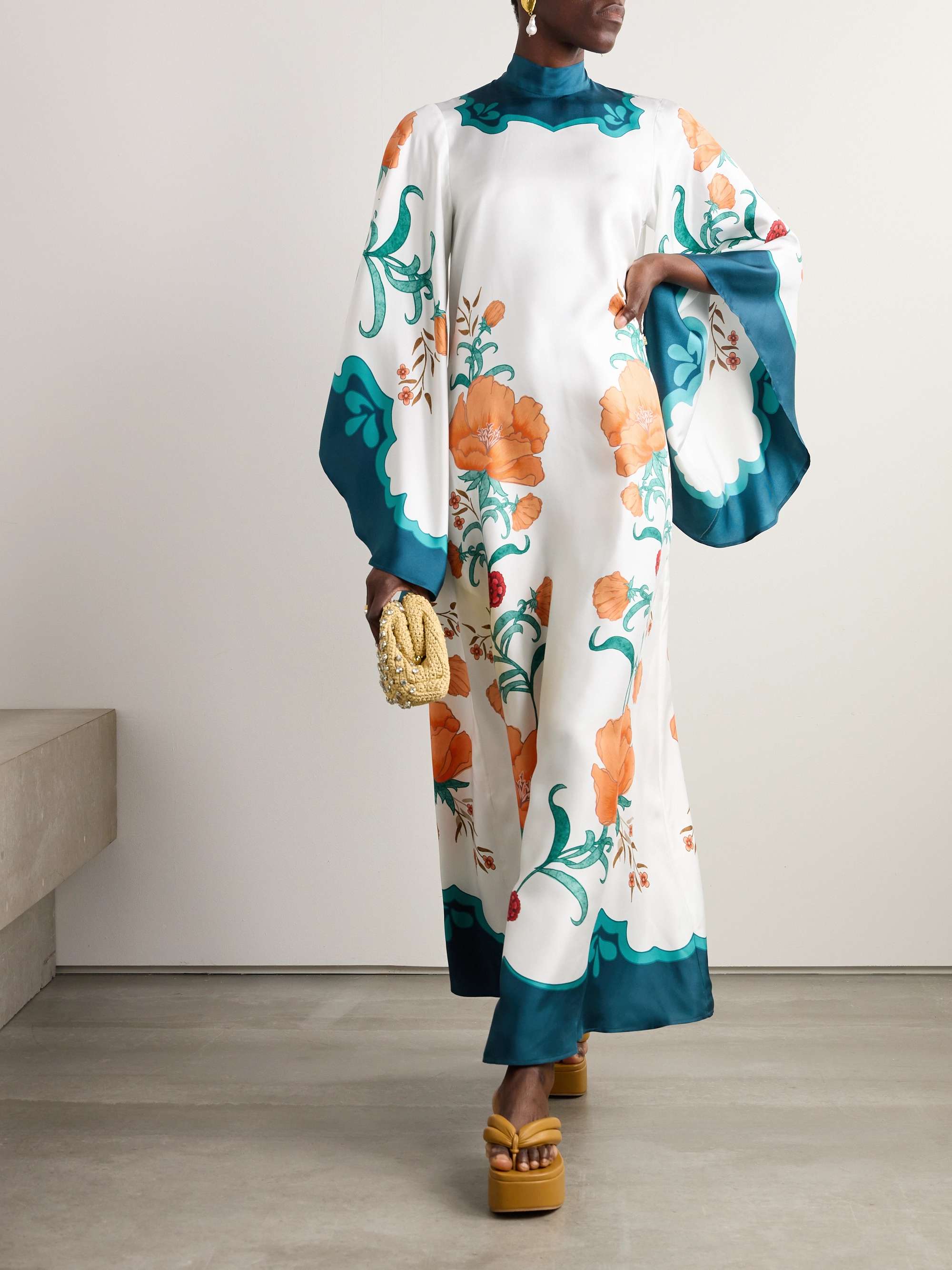 LA DOUBLEJ + Orlebar Brown Magnifico floral-print silk-satin maxi dress ...