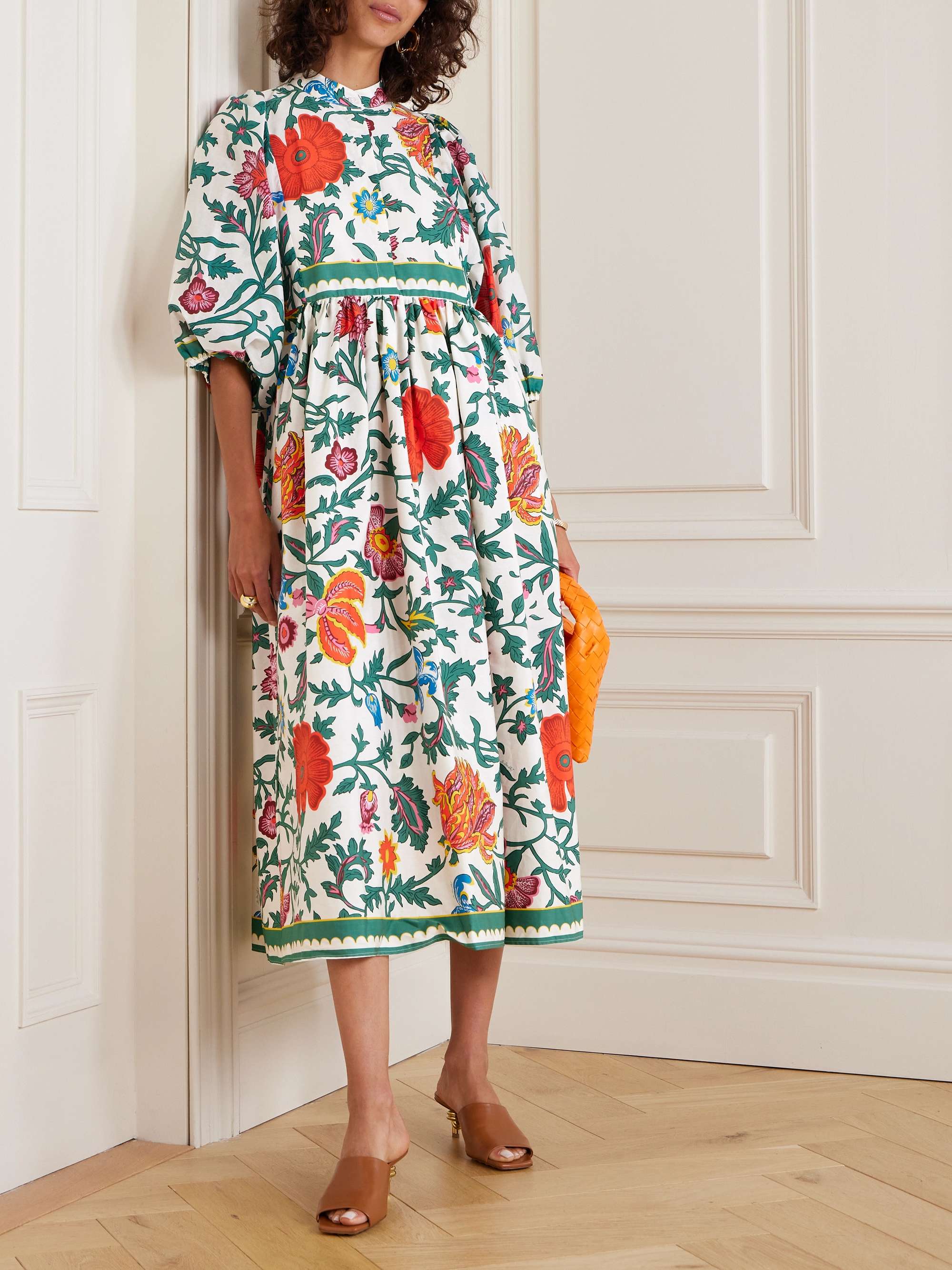 LA DOUBLEJ + Orlebar Brown Portofino pleated cotton-poplin midi dress ...