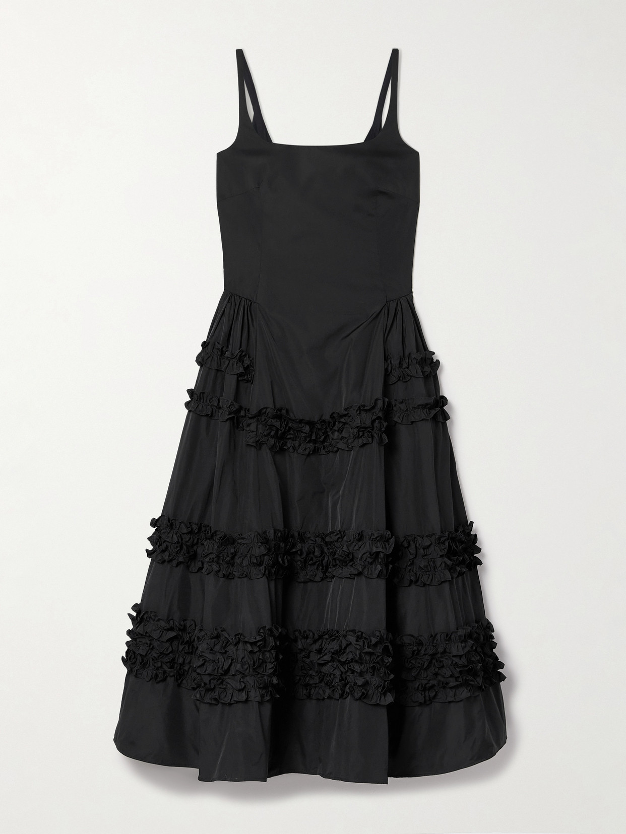 Molly Goddard Ruby Tiered Ruffled Woven Midi Dress In Black | ModeSens