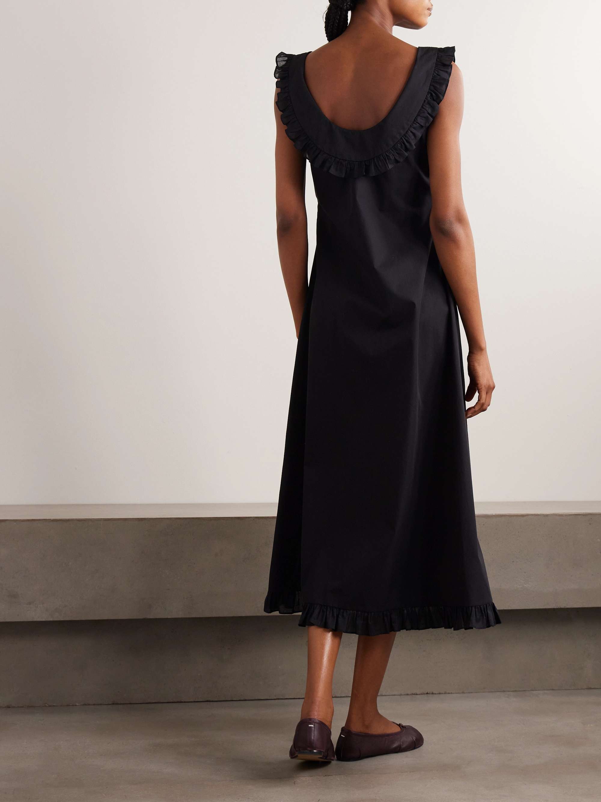 MOLLY GODDARD Laura ruffled cotton midi dress | NET-A-PORTER