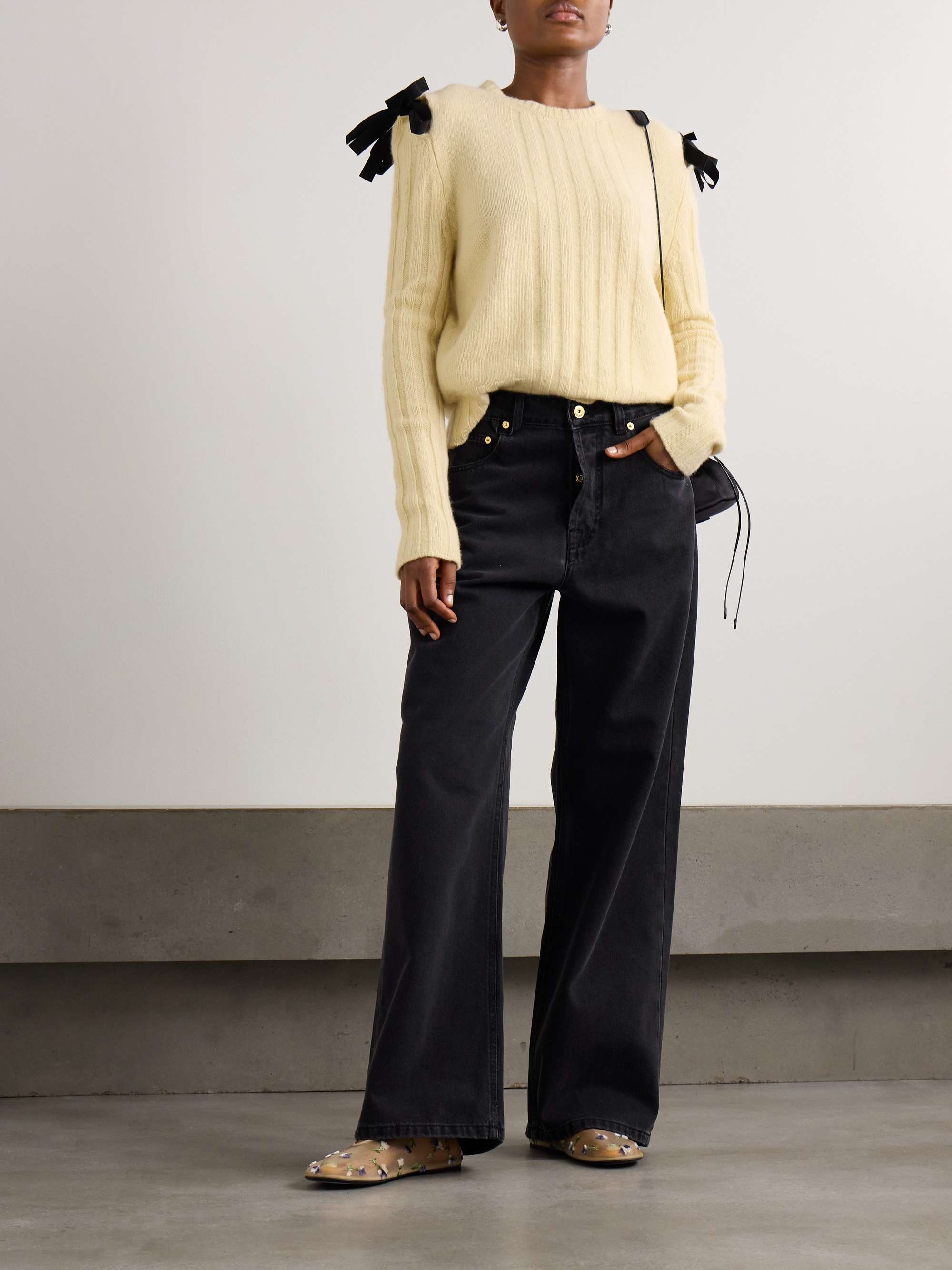 MOLLY GODDARD Ozzy cutout grosgrain-trimmed wool sweater | NET-A-PORTER