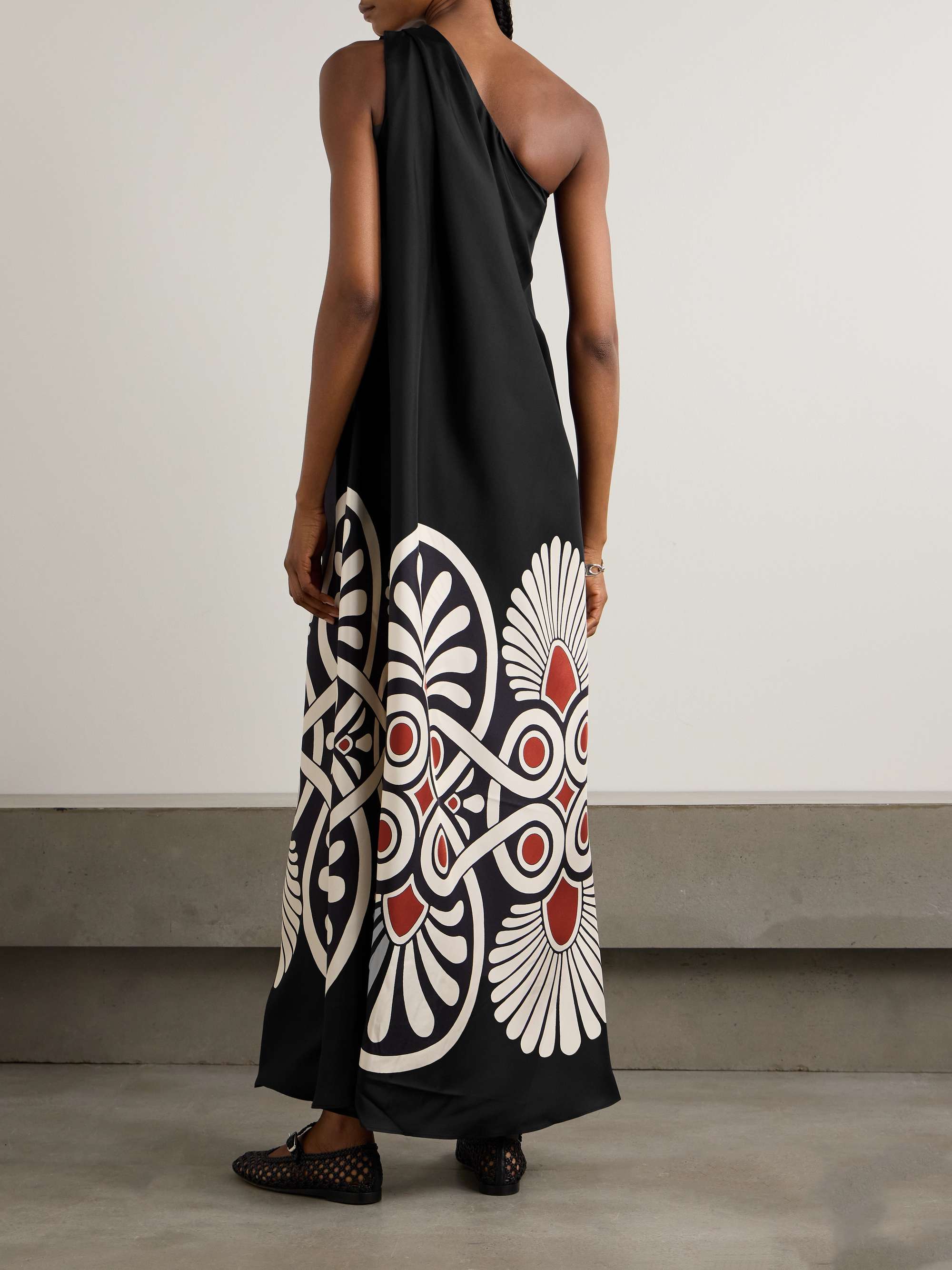 LA DOUBLEJ Roy one-shoulder gathered printed silk maxi dress | NET-A-PORTER