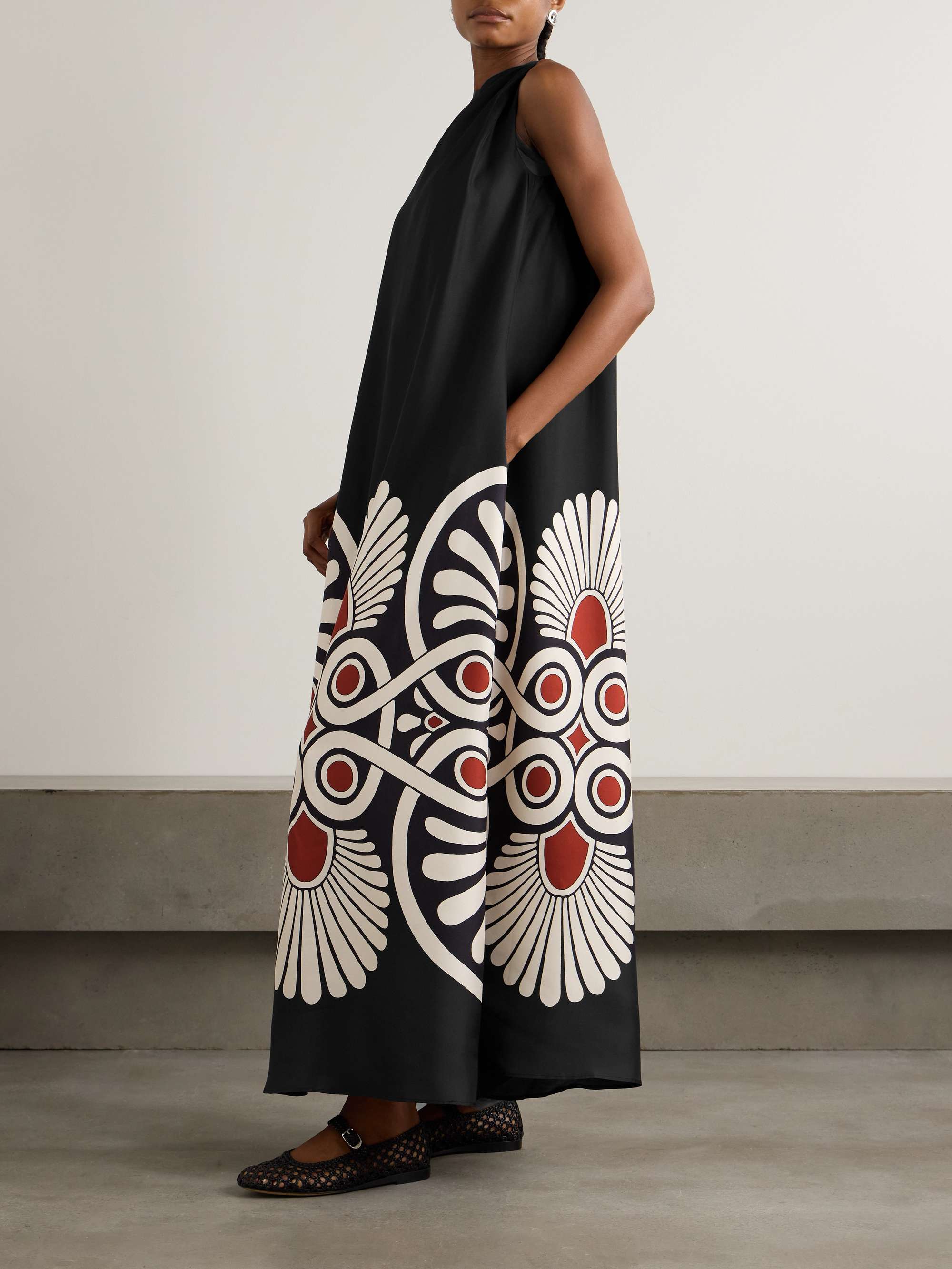 LA DOUBLEJ Roy one-shoulder gathered printed silk maxi dress | NET-A-PORTER