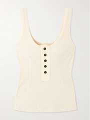 BOTTEGA VENETA Button-embellished ribbed stretch-cotton tank top | NET ...