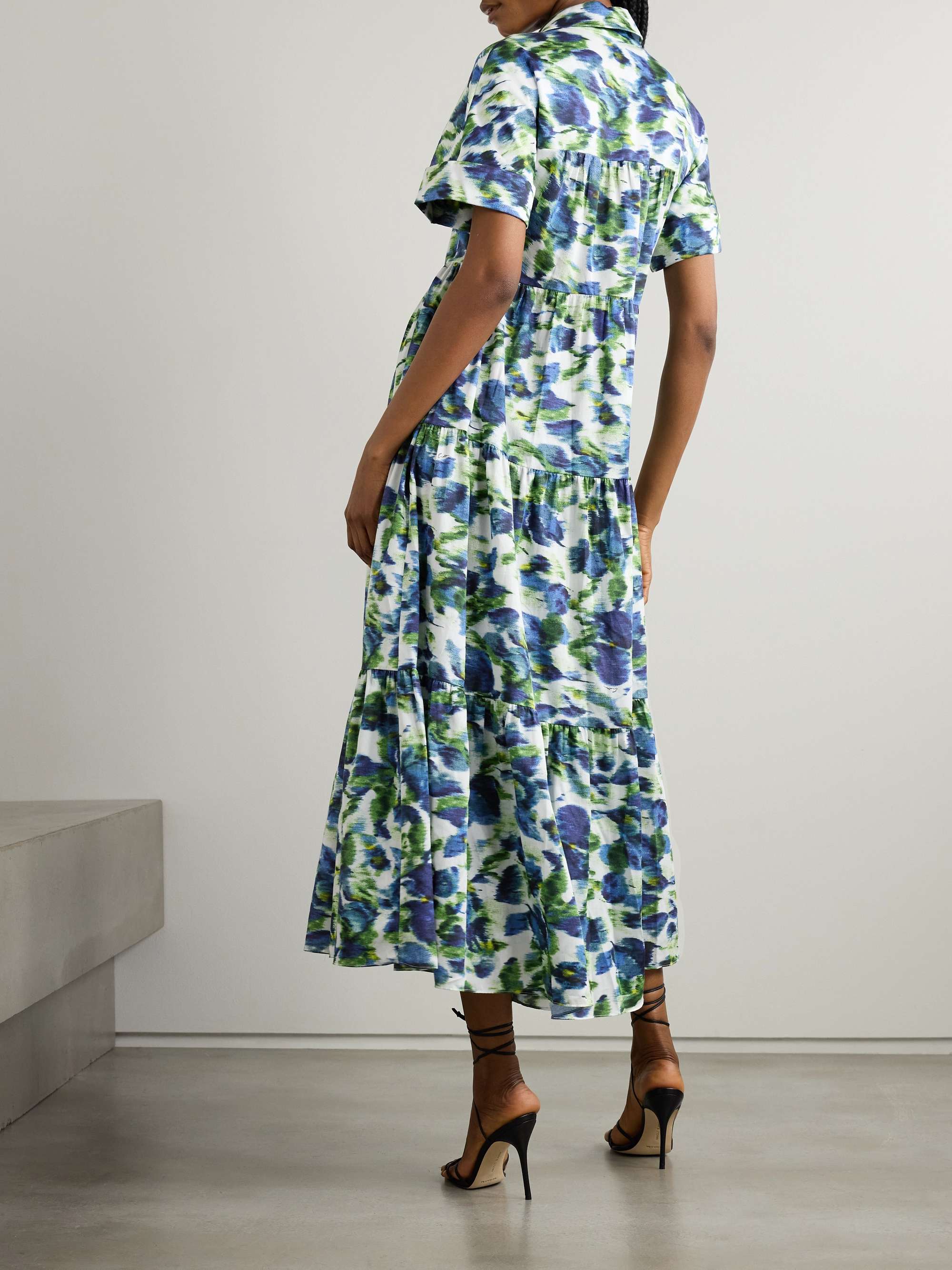 ERDEM Tiered printed cotton midi dress | NET-A-PORTER