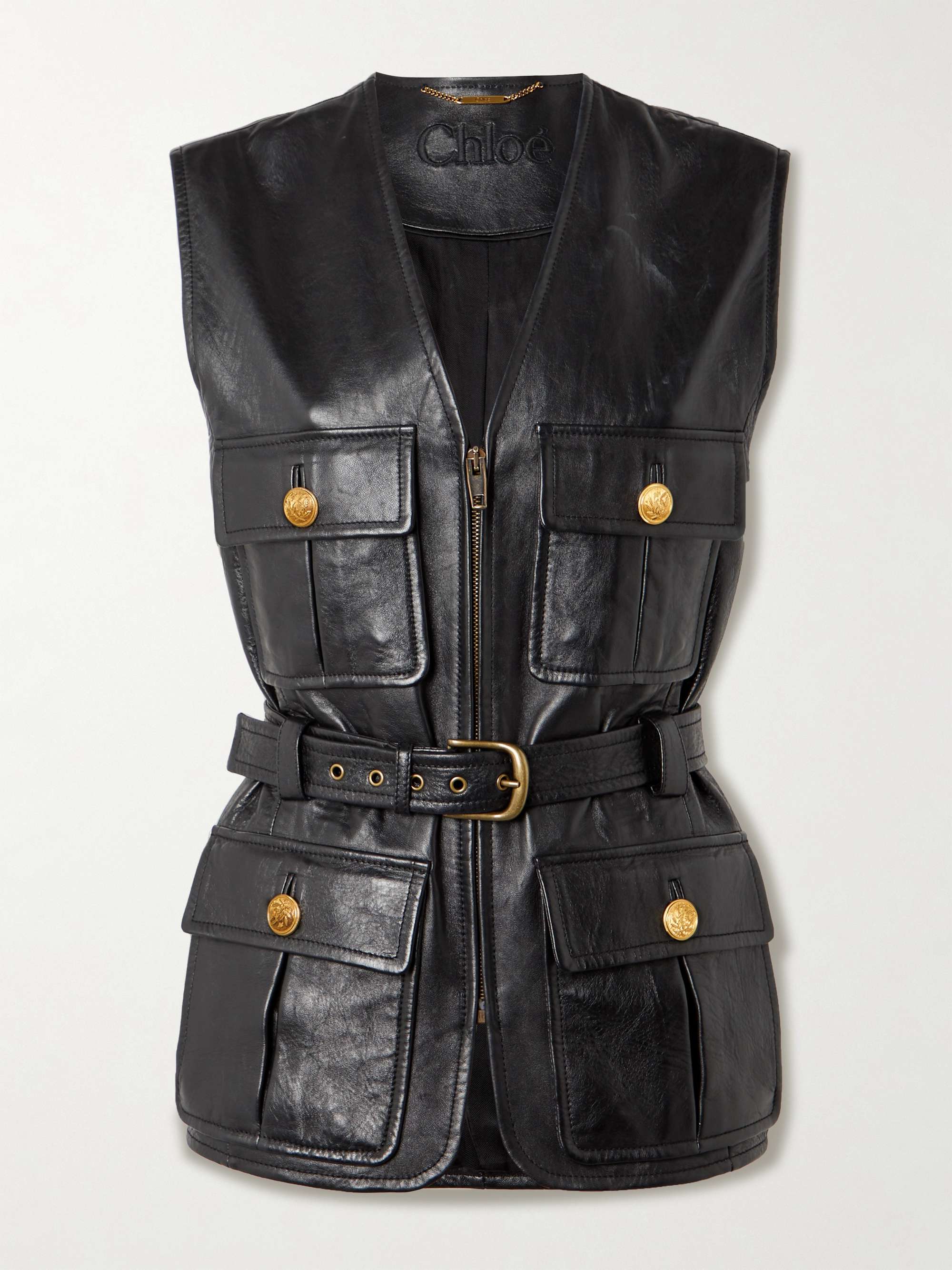 CHLOÉ Belted leather vest | NET-A-PORTER