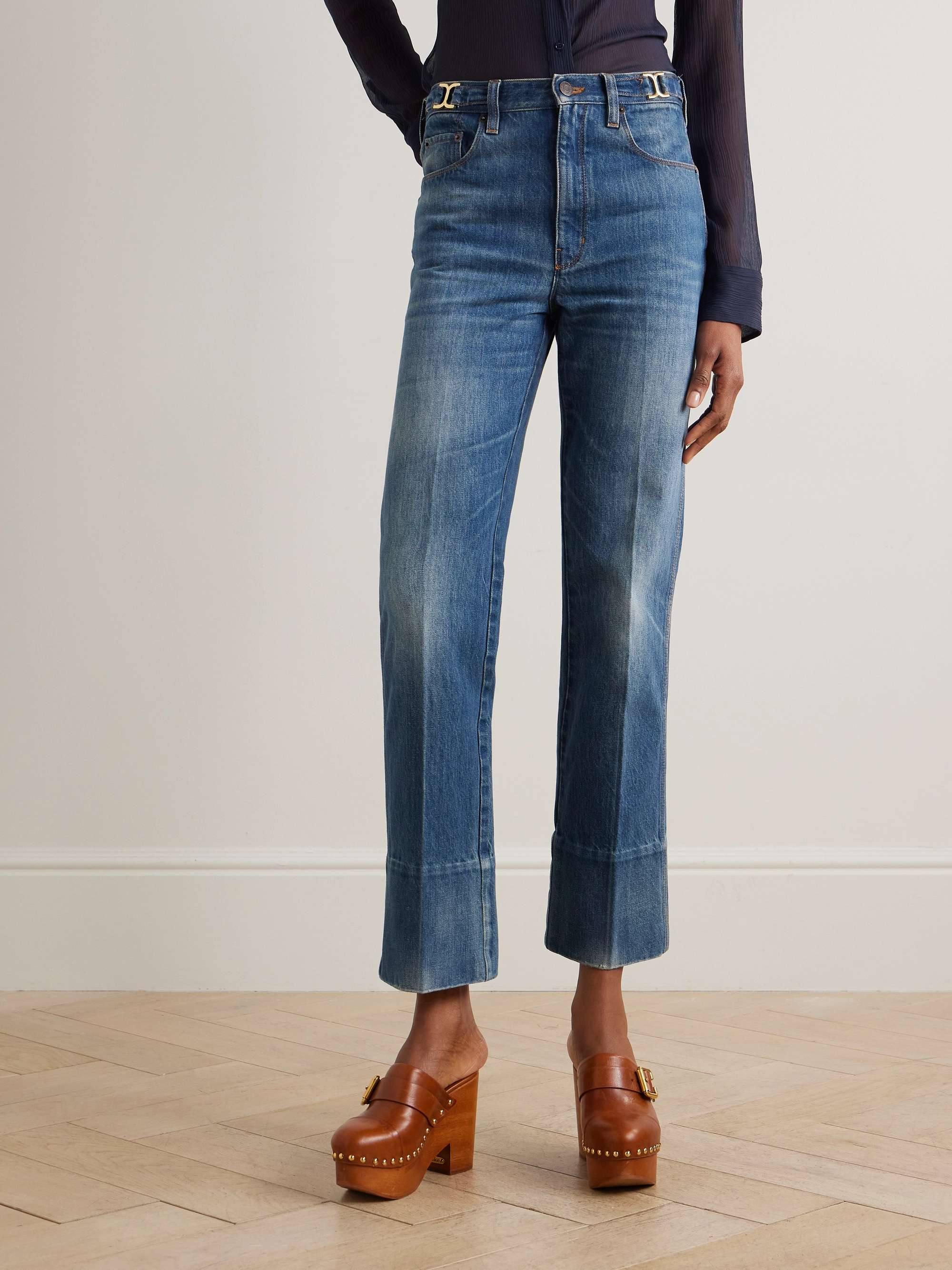 CHLOÉ Embellished mid-rise straight-leg organic jeans | NET-A-PORTER
