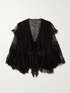 Black Lace-trimmed embroidered silk-chiffon blouse | CHLOÉ | NET-A-PORTER