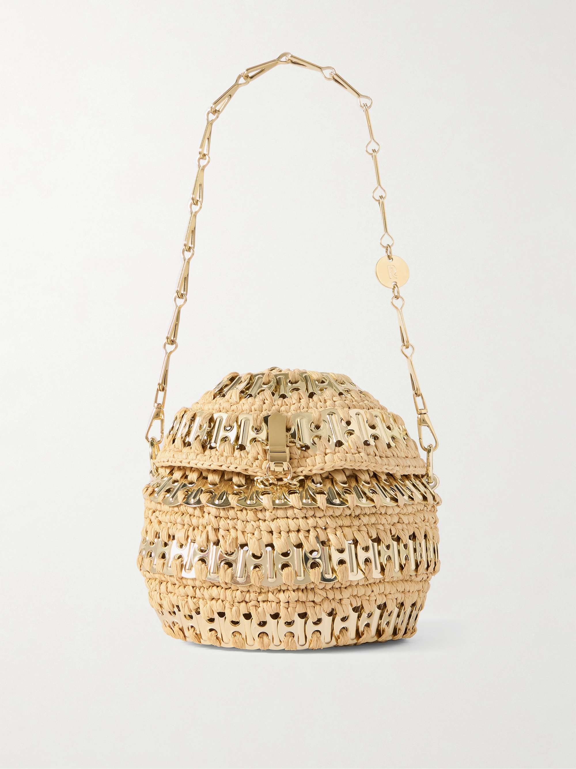 RABANNE 1969 Ball raffia and chainmail shoulder bag | NET-A-PORTER