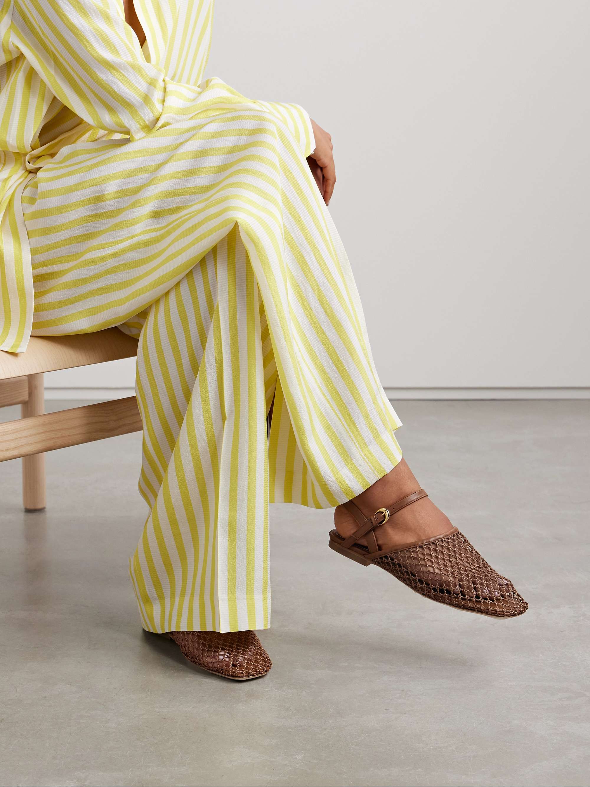 STAUD Rete crocheted and leather sandals | NET-A-PORTER