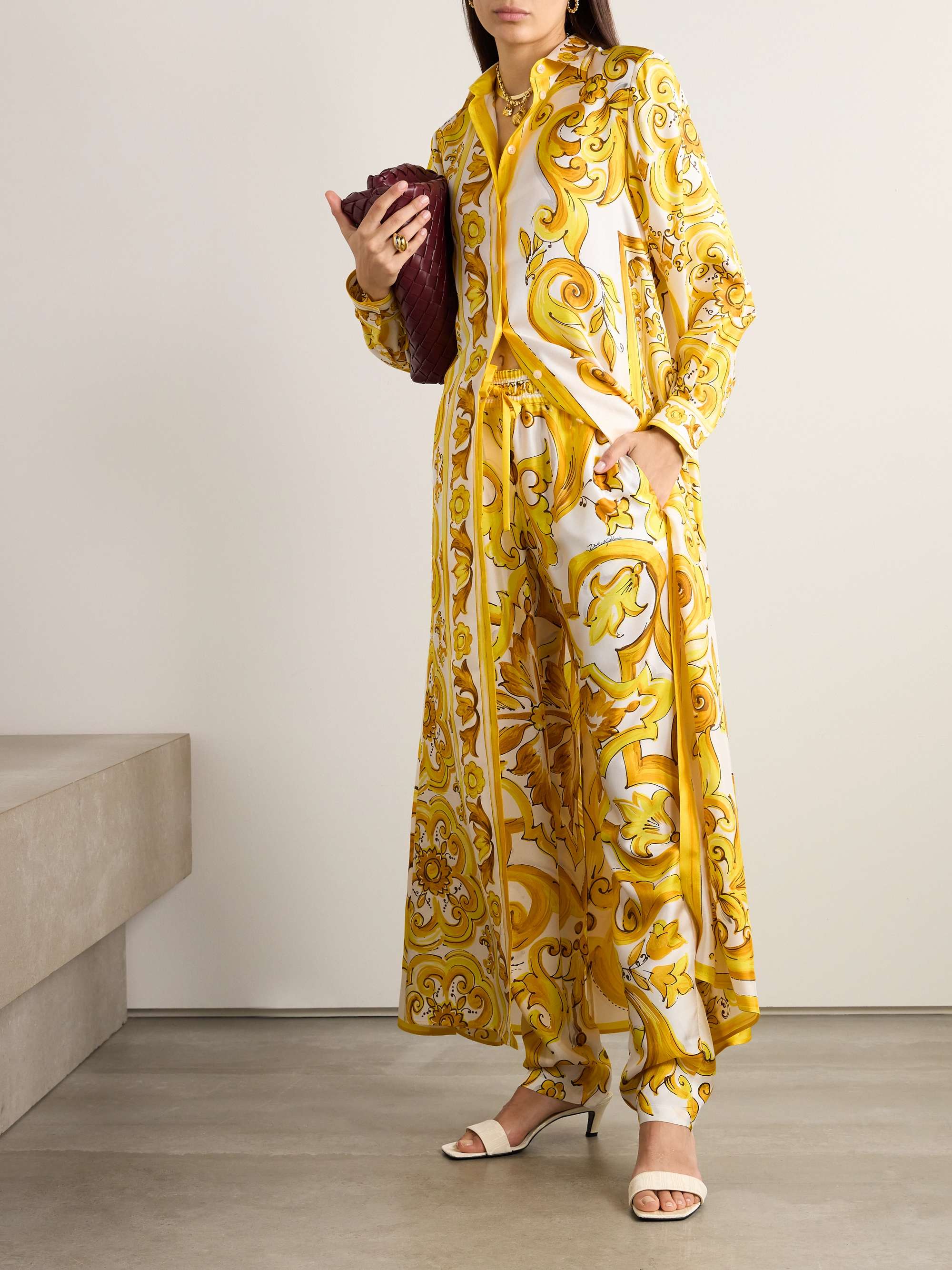 DOLCE&GABBANA Maiolica printed silk-twill pants | NET-A-PORTER