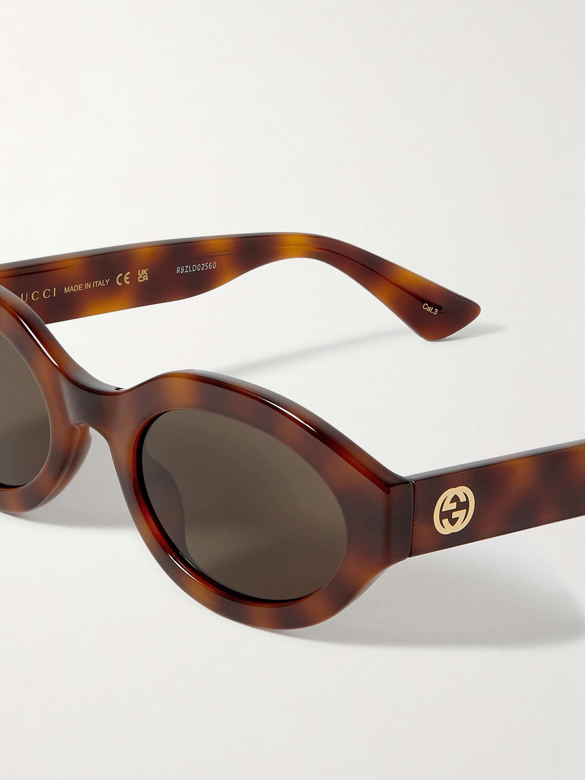 GUCCI EYEWEAR Oval-frame tortoiseshell acetate sunglasses | NET-A-PORTER
