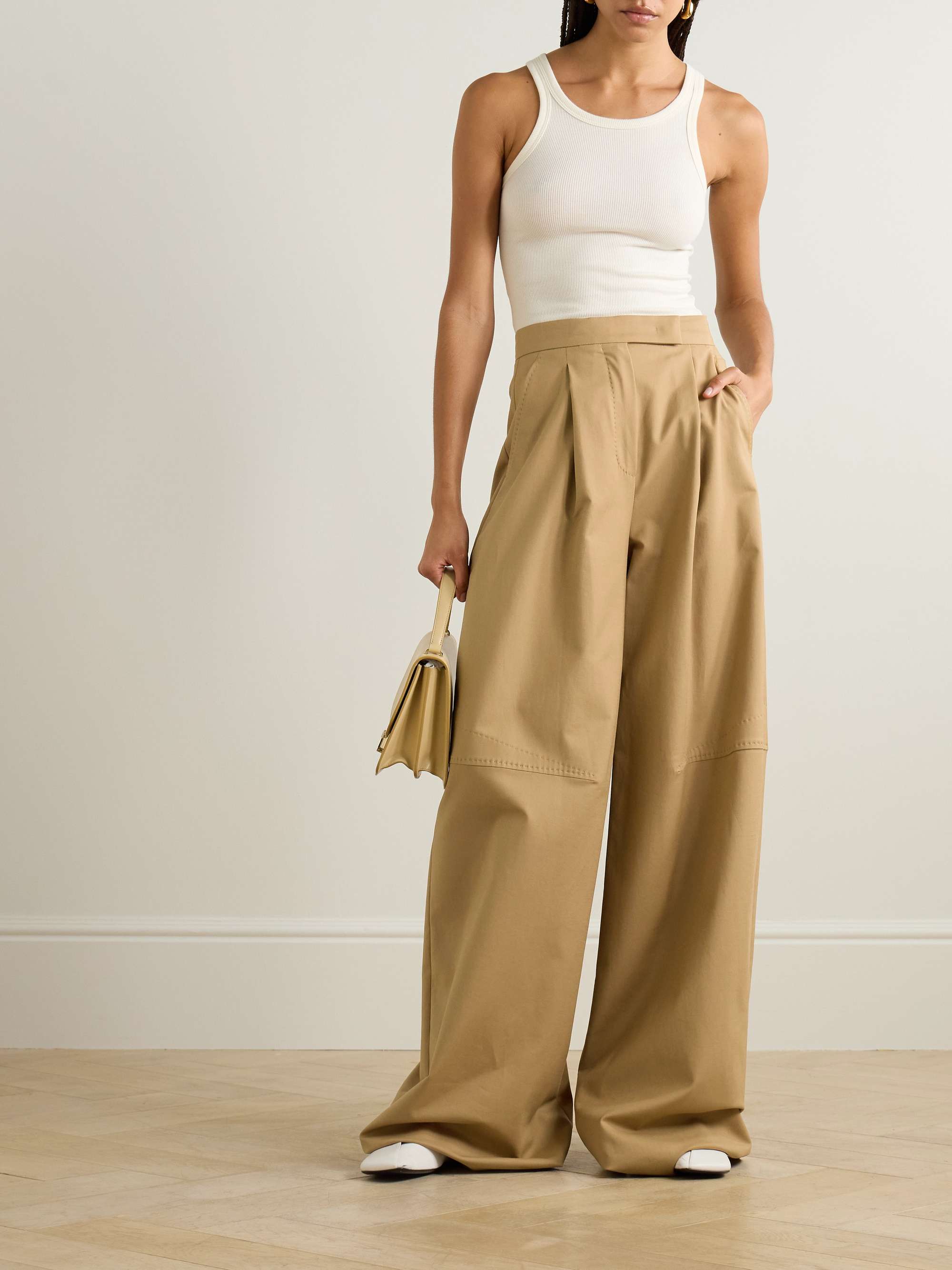 MAX MARA Avoriaz pleated cotton-blend wide-leg pants | NET-A-PORTER
