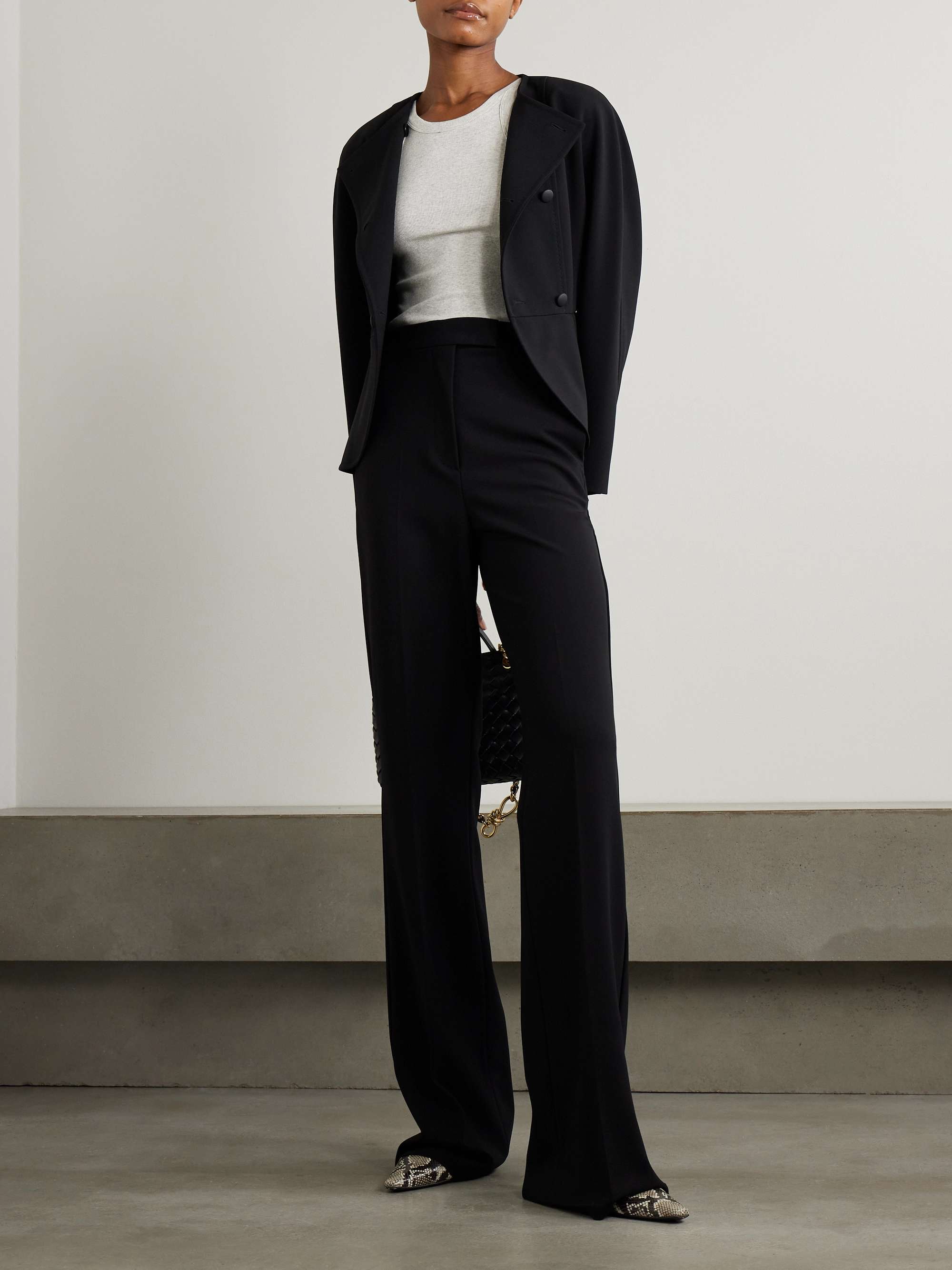 MAX MARA Norcia pleated stretch-jersey flared pants | NET-A-PORTER