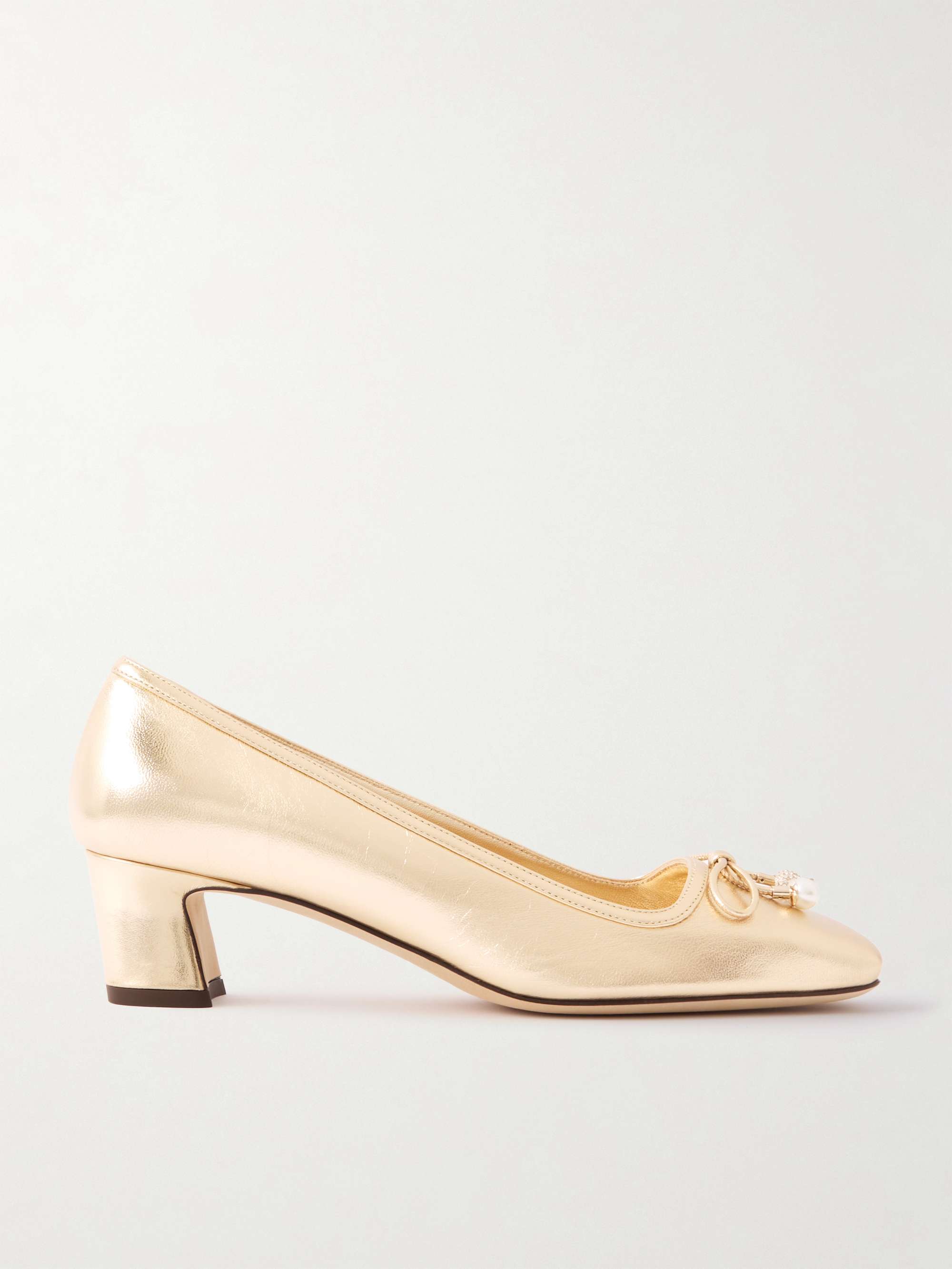 JIMMY CHOO Elme 45 embellished metallic leather pumps | NET-A-PORTER