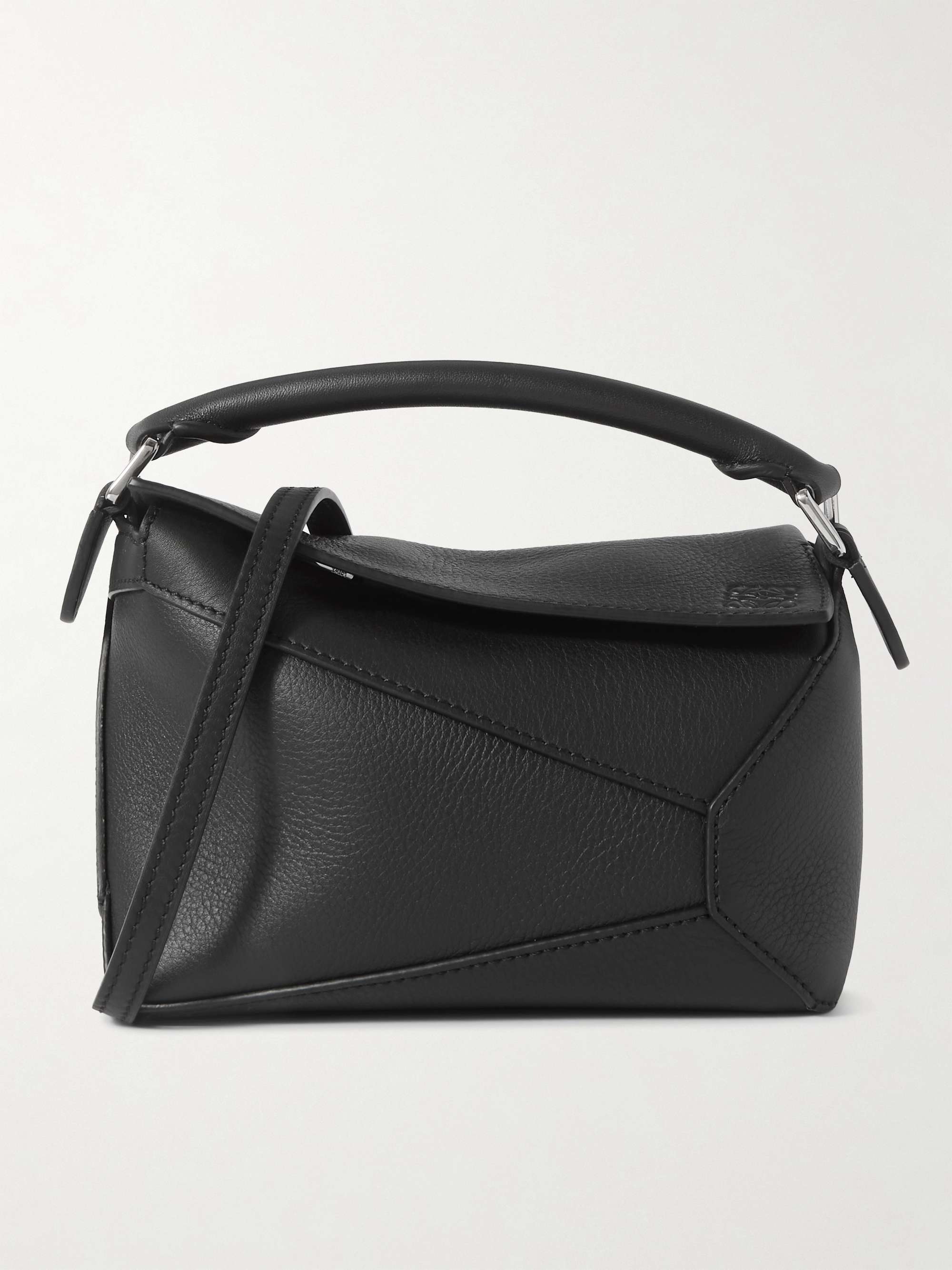 Black Puzzle Edge mini textured-leather shoulder bag | LOEWE | NET-A-PORTER