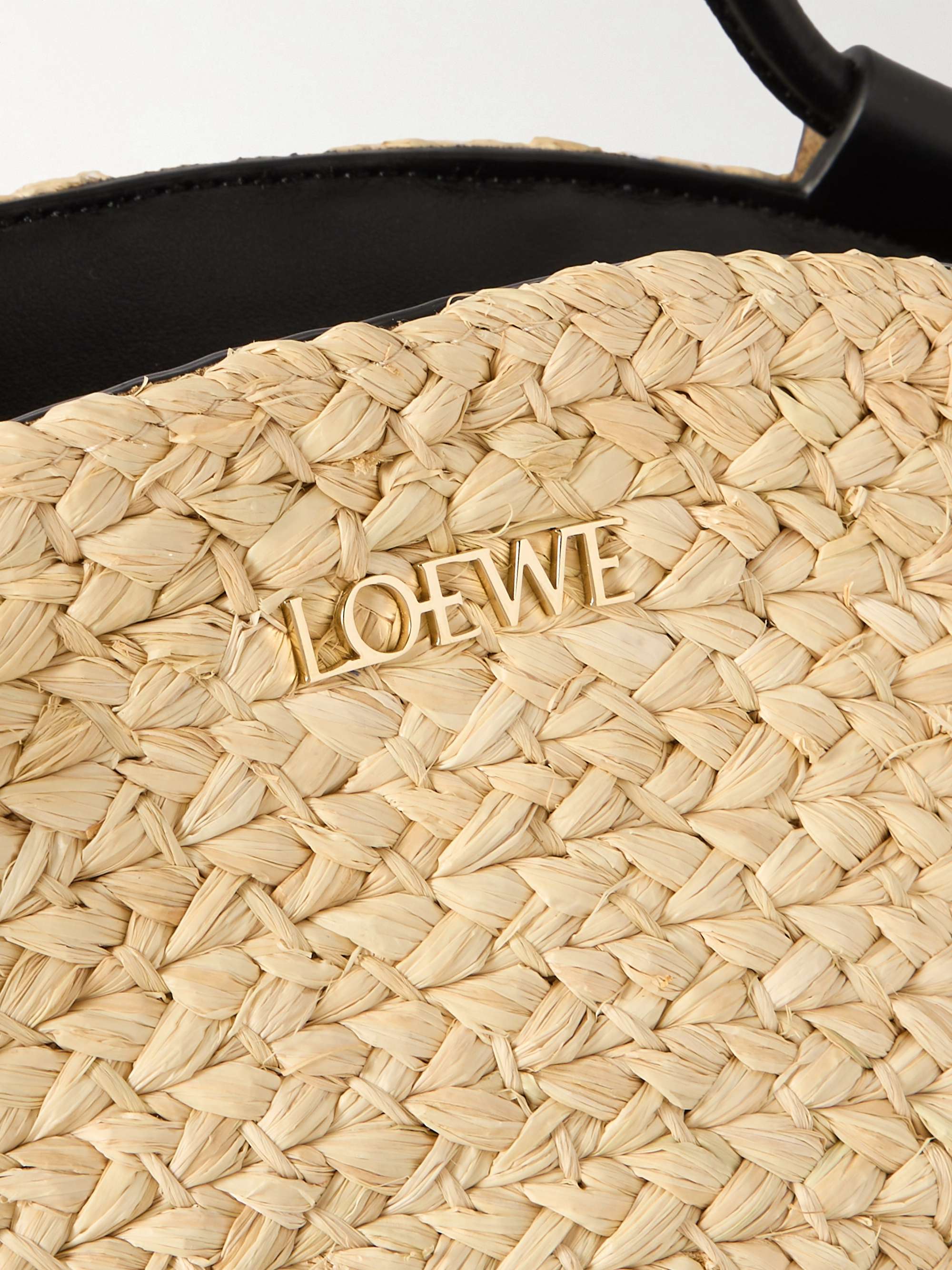LOEWE Paseo Small leather-trimmed raffia tote | NET-A-PORTER