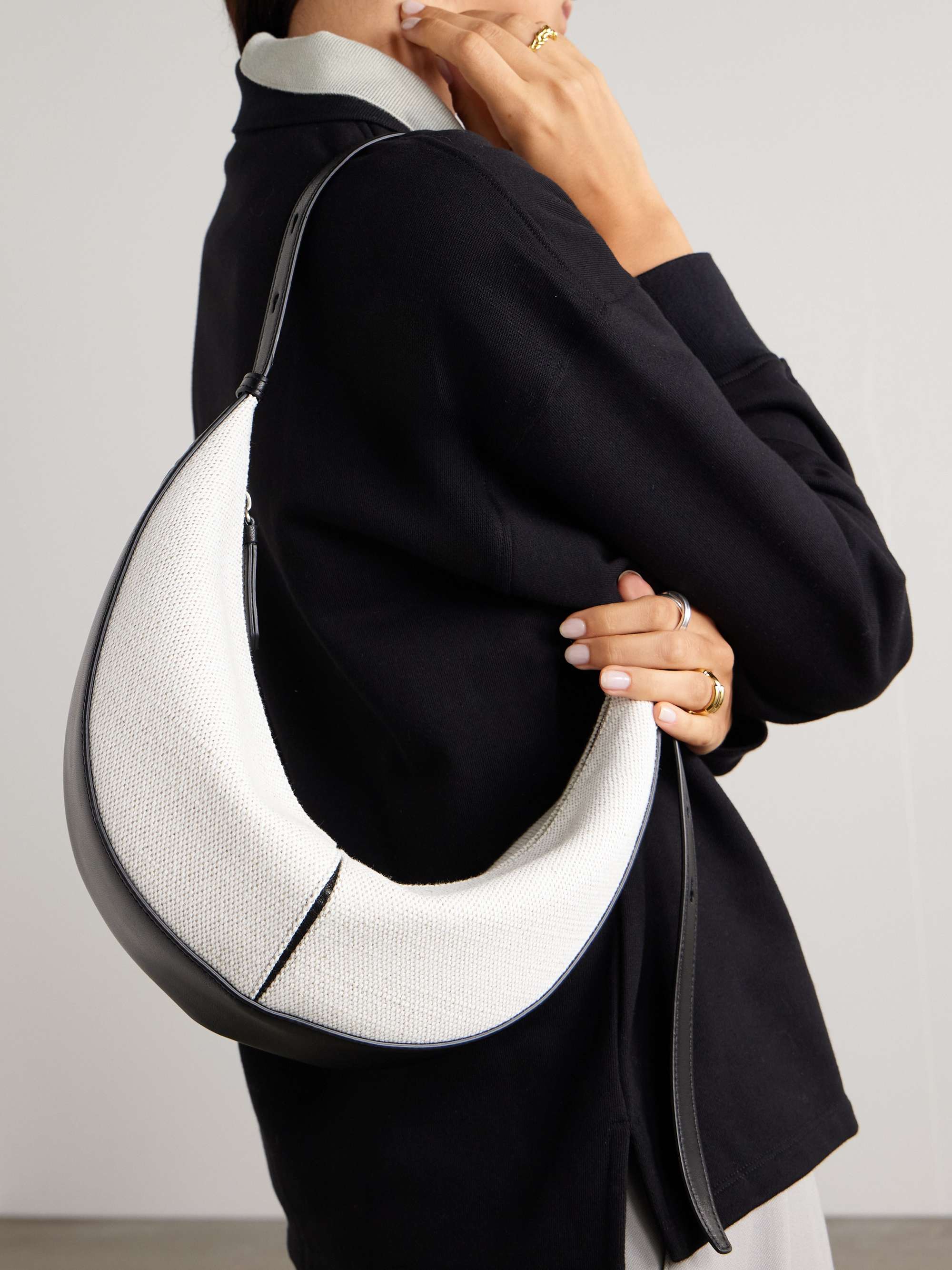 PROENZA SCHOULER Slide leather and canvas shoulder bag | NET-A-PORTER