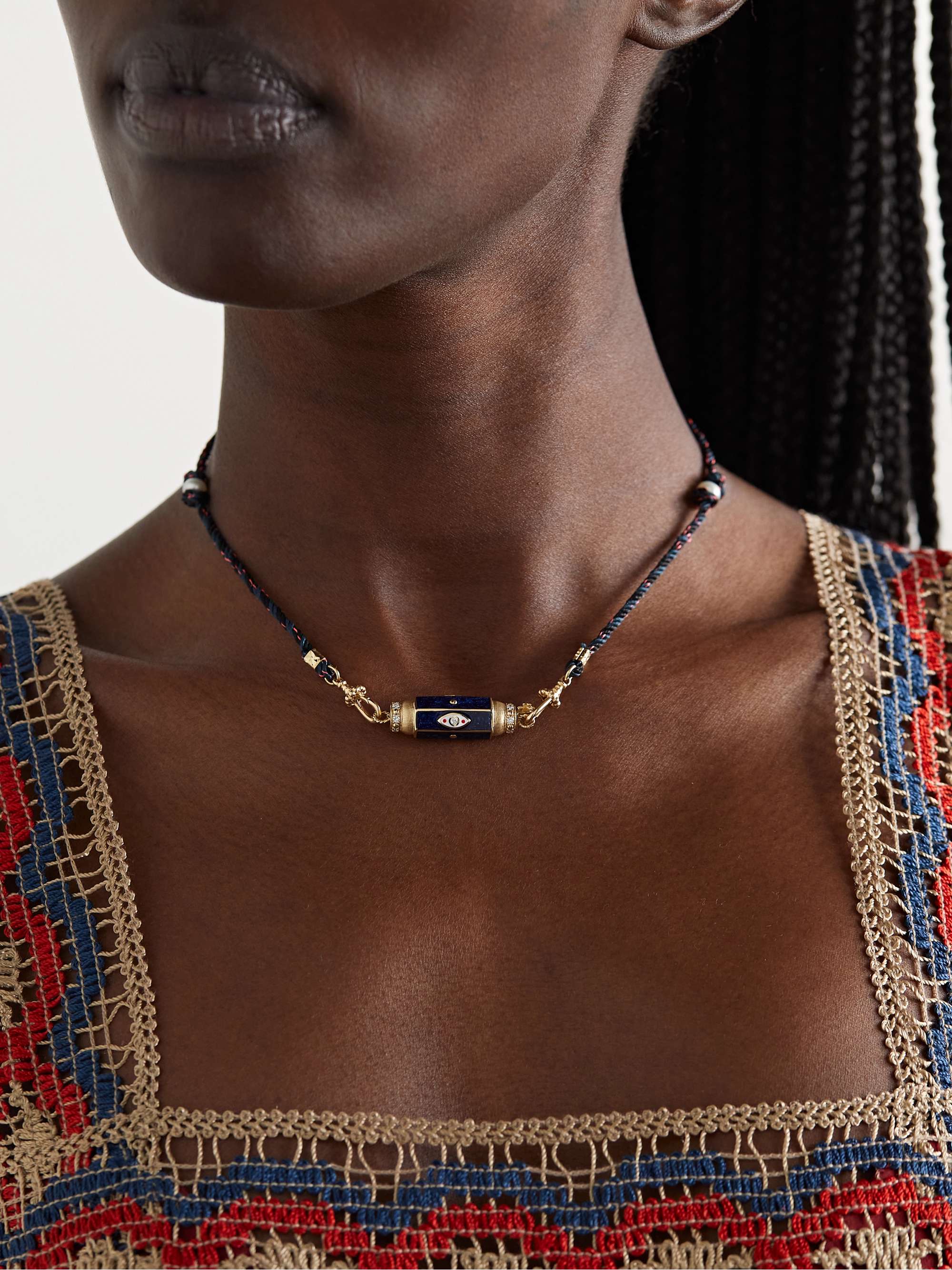 MARIE LICHTENBERG Evil Eye 14-karat gold, enamel, pearl and diamond ...