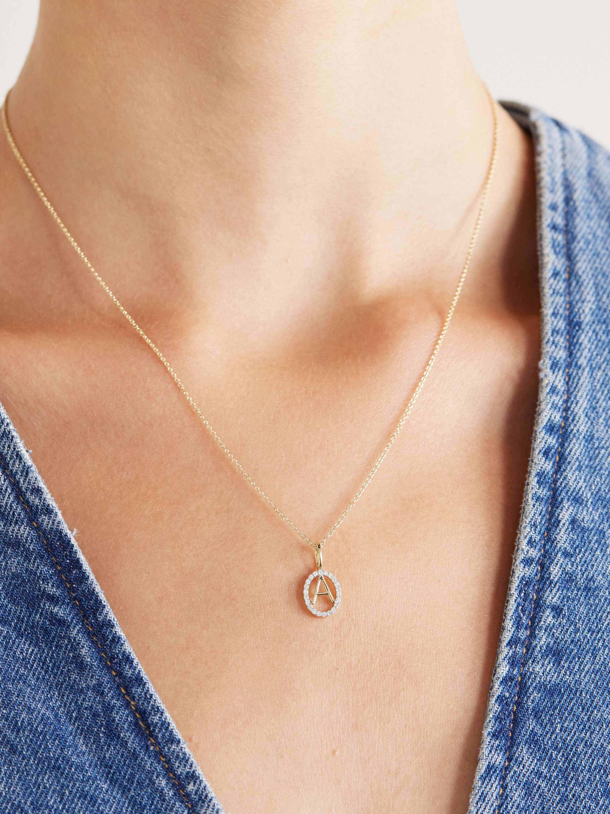 STONE AND STRAND Initial 10-karat gold diamond necklace | NET-A-PORTER