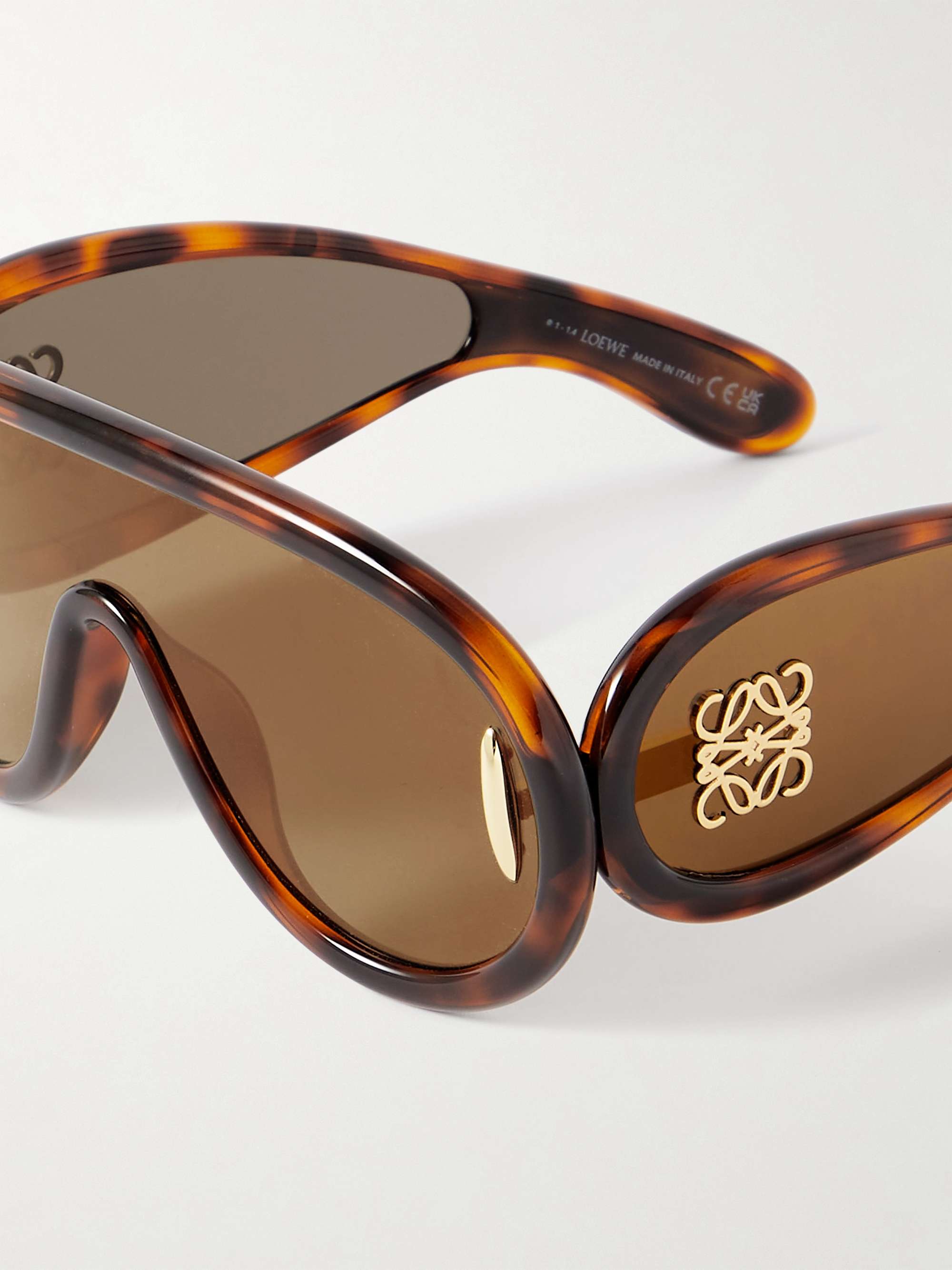 LOEWE EYEWEAR Wave Mask oversized aviator-style tortoiseshell acetate ...