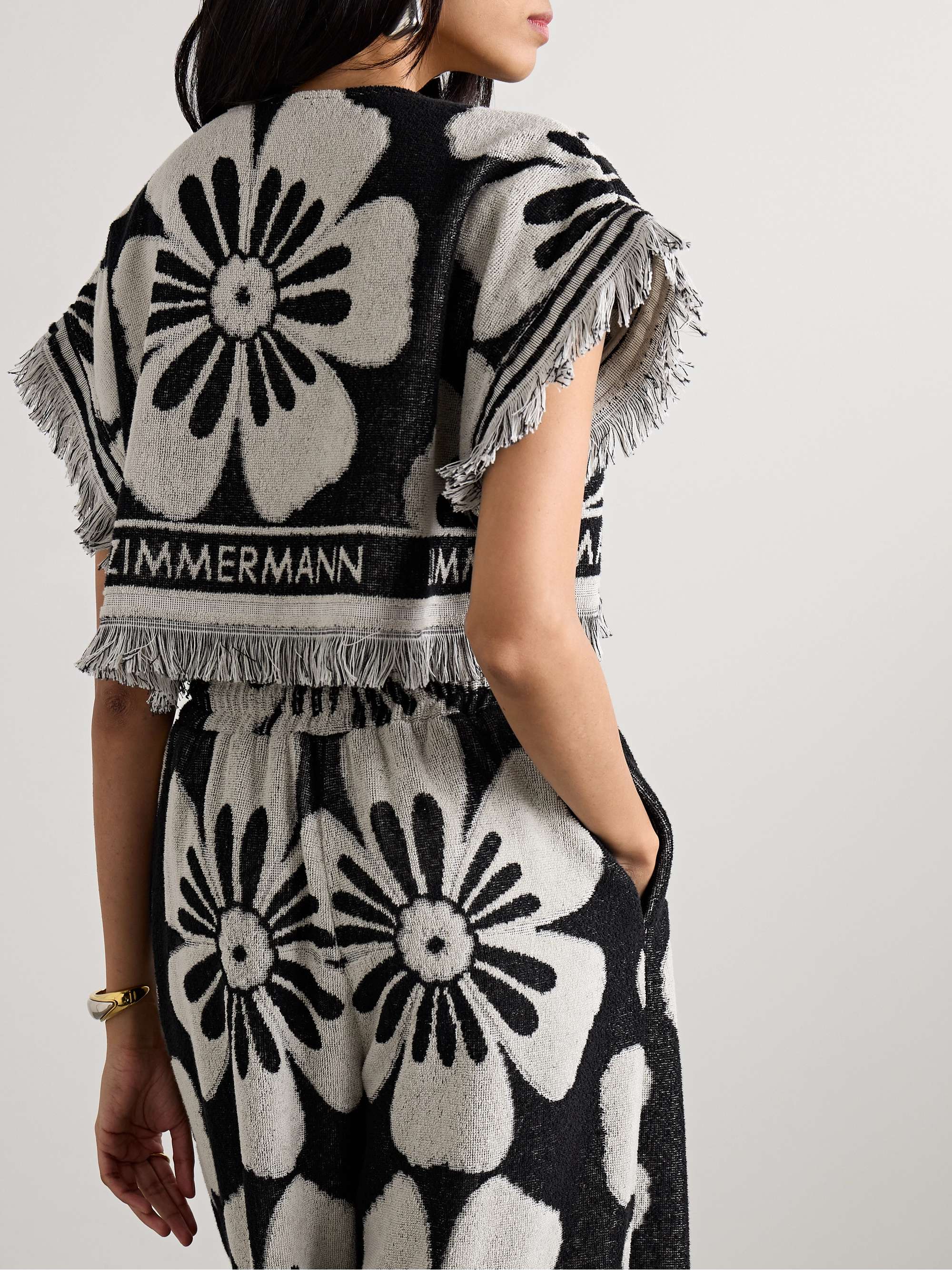ZIMMERMANN Halliday cropped fringed cotton-terry jacquard top | NET-A ...