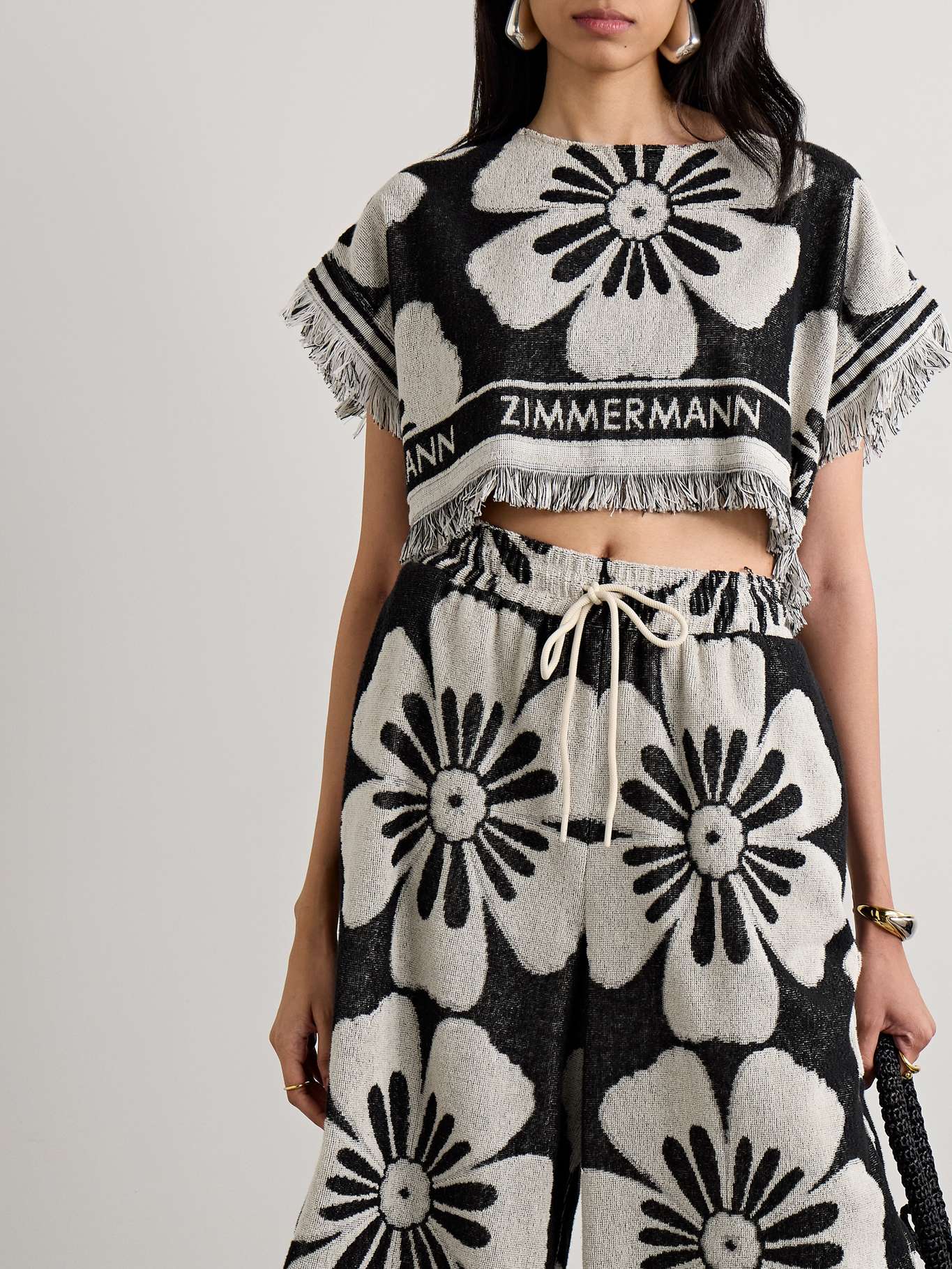ZIMMERMANN Halliday cropped fringed cotton-terry jacquard top | NET-A ...