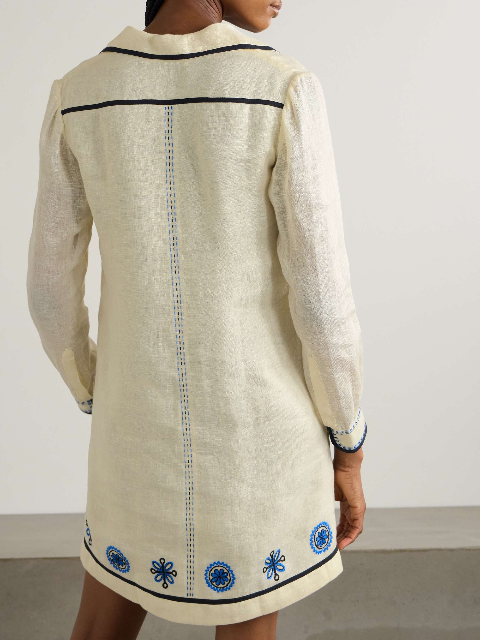 VITA KIN Misha embroidered linen mini dress | NET-A-PORTER