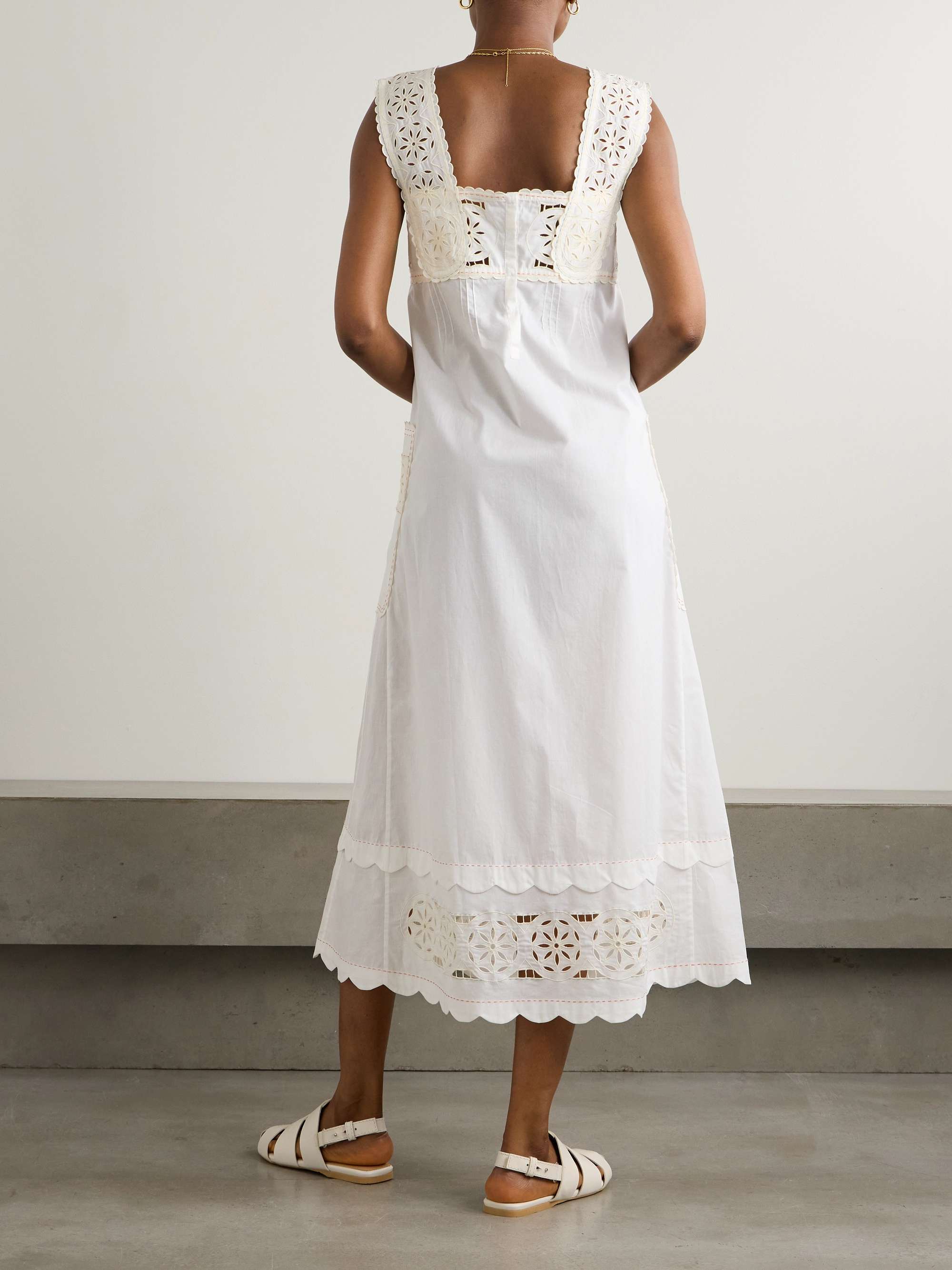 VITA KIN Paloma scalloped broderie anglaise cotton-poplin midi dress ...