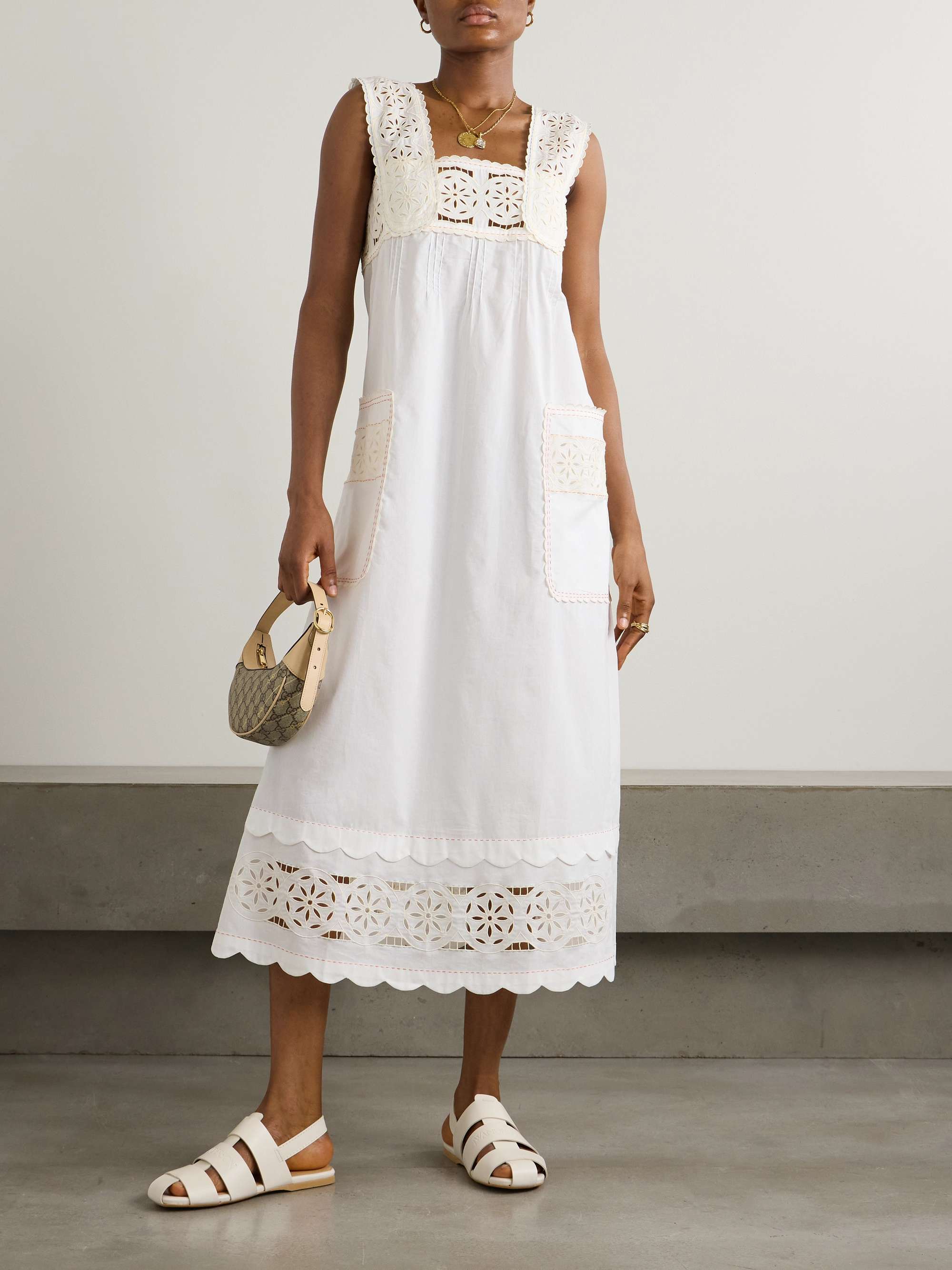 VITA KIN Paloma scalloped broderie anglaise cotton-poplin midi dress ...