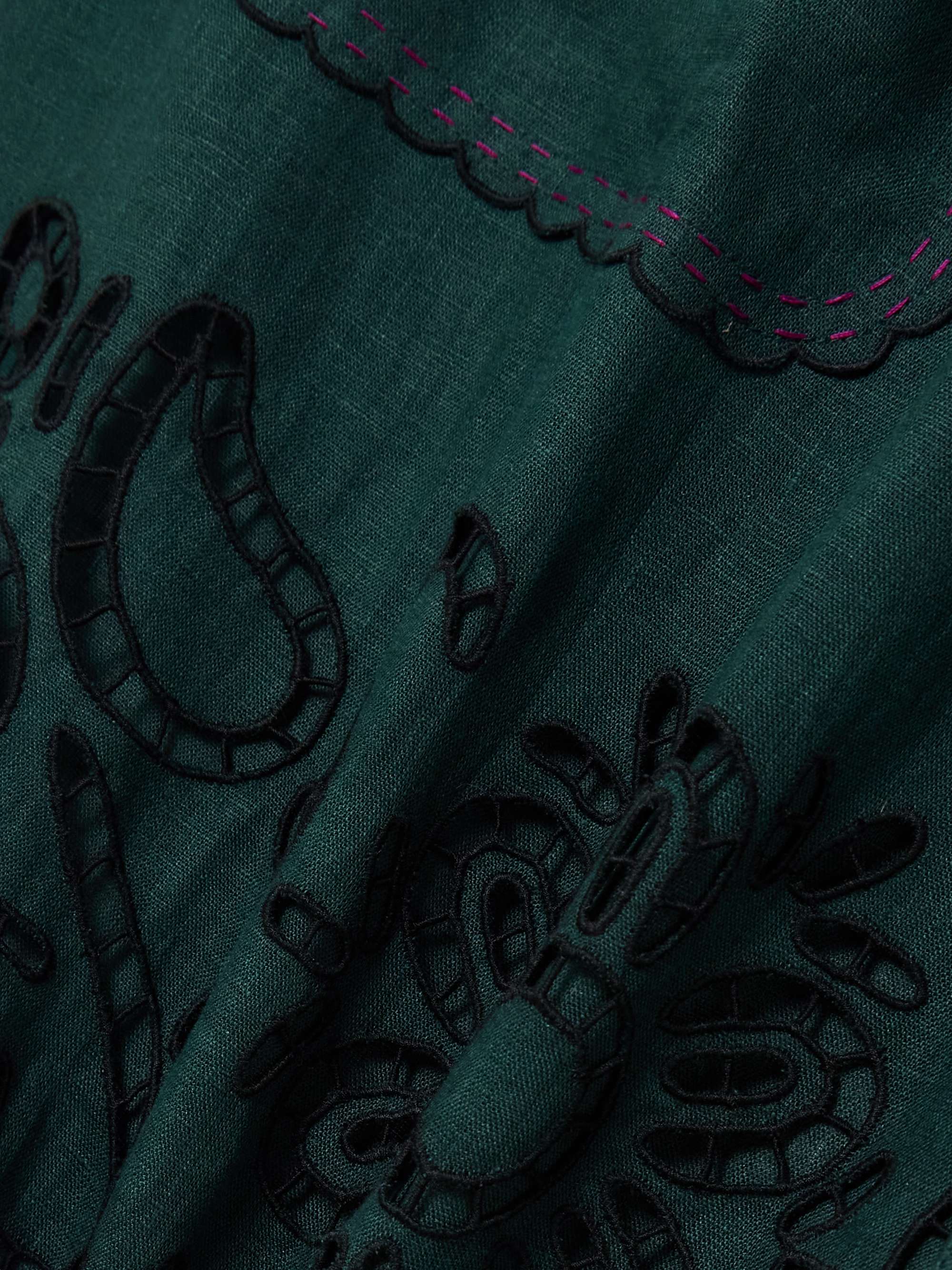 VITA KIN Katya belted scalloped broderie anglaise linen midi dress ...