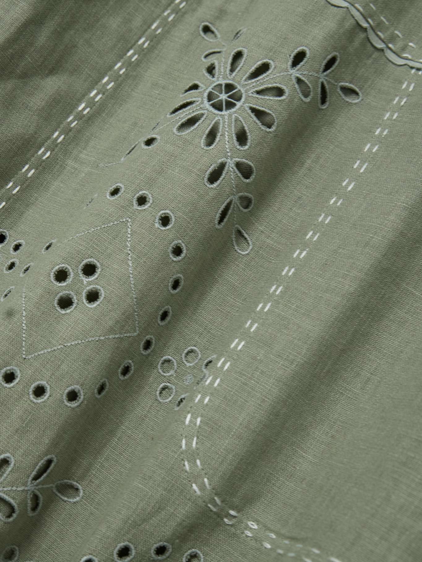 White Sabrina scalloped broderie anglaise linen midi dress | VITA KIN ...