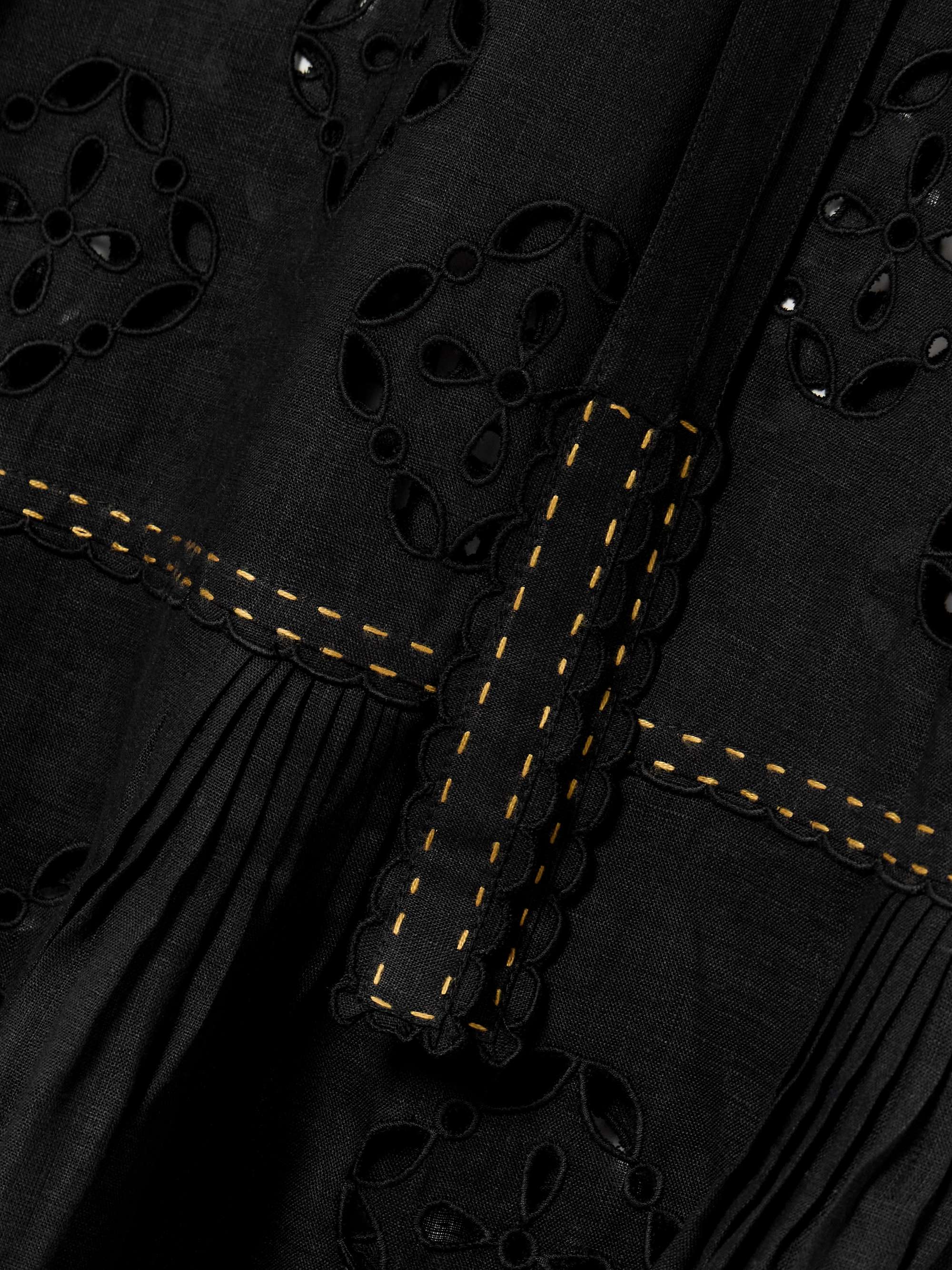 VITA KIN Karry belted tiered embroidered broderie anglaise linen maxi ...