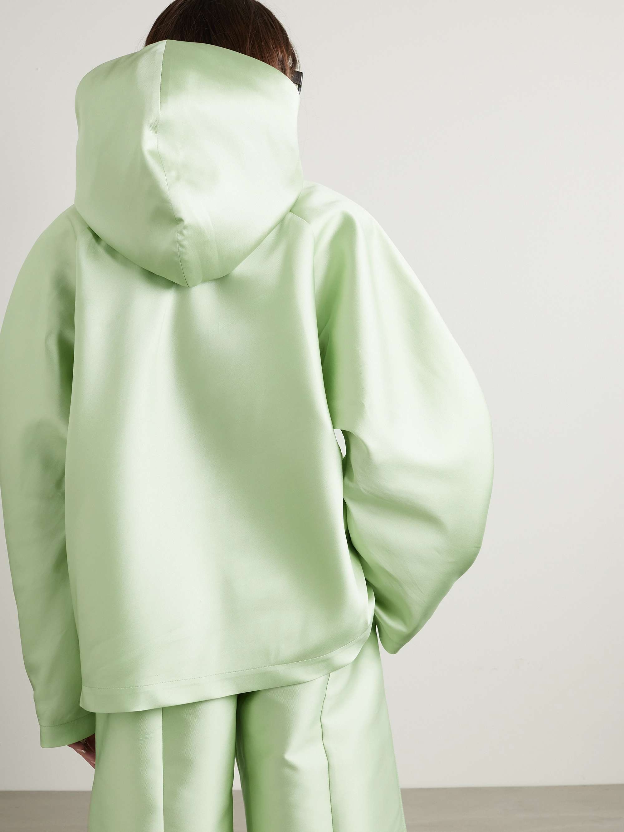 CARVEN Oversized satin-twill hooded jacket | NET-A-PORTER
