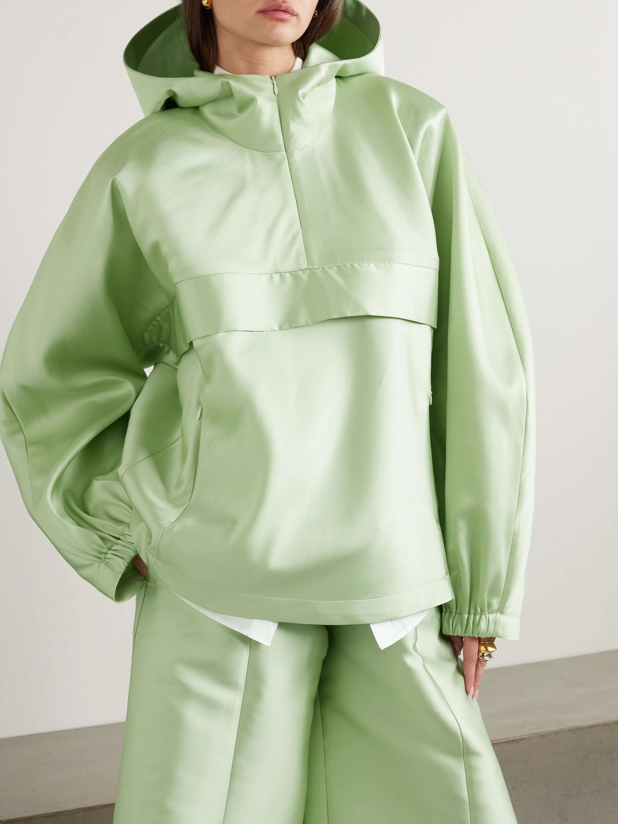 CARVEN Oversized satin-twill hooded jacket | NET-A-PORTER