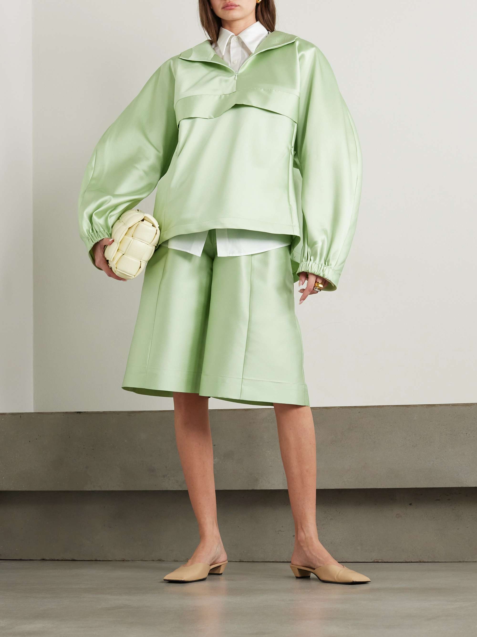 CARVEN Oversized satin-twill hooded jacket | NET-A-PORTER