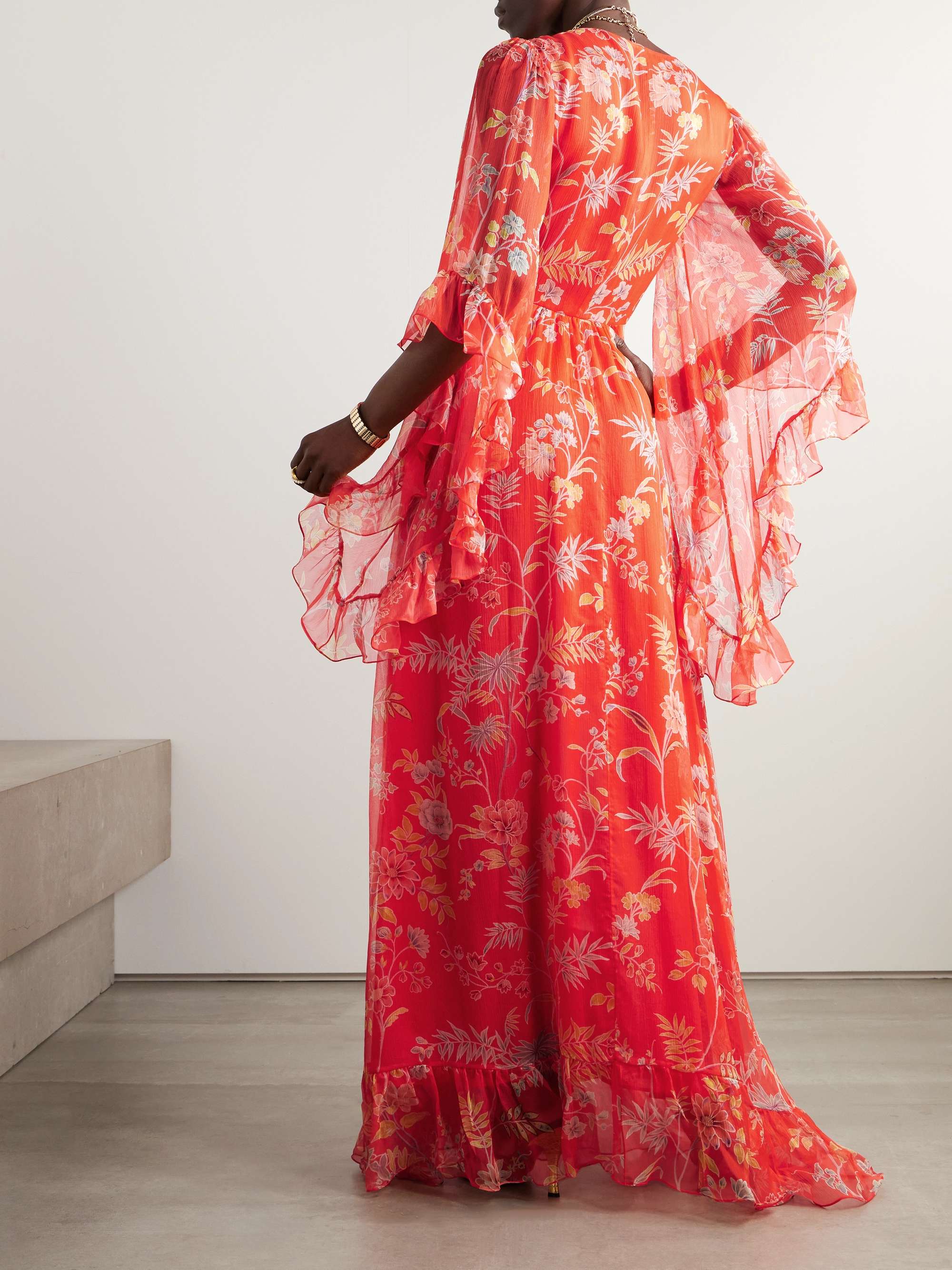 ETRO Ruffled floral-print silk-crepon maxi dress | NET-A-PORTER