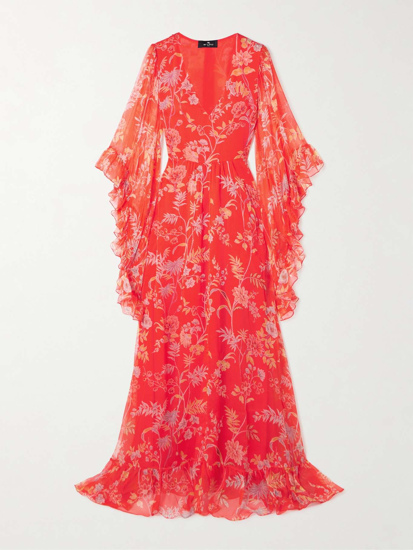 ETRO Ruffled floral-print silk-crepon maxi dress | NET-A-PORTER