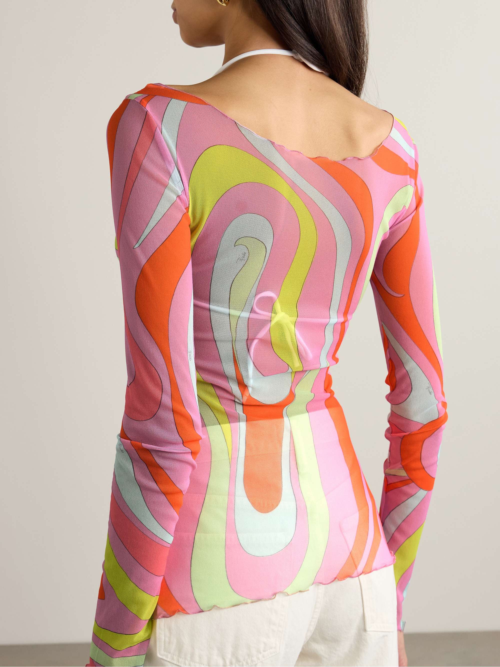 PUCCI Printed stretch-tulle top | NET-A-PORTER