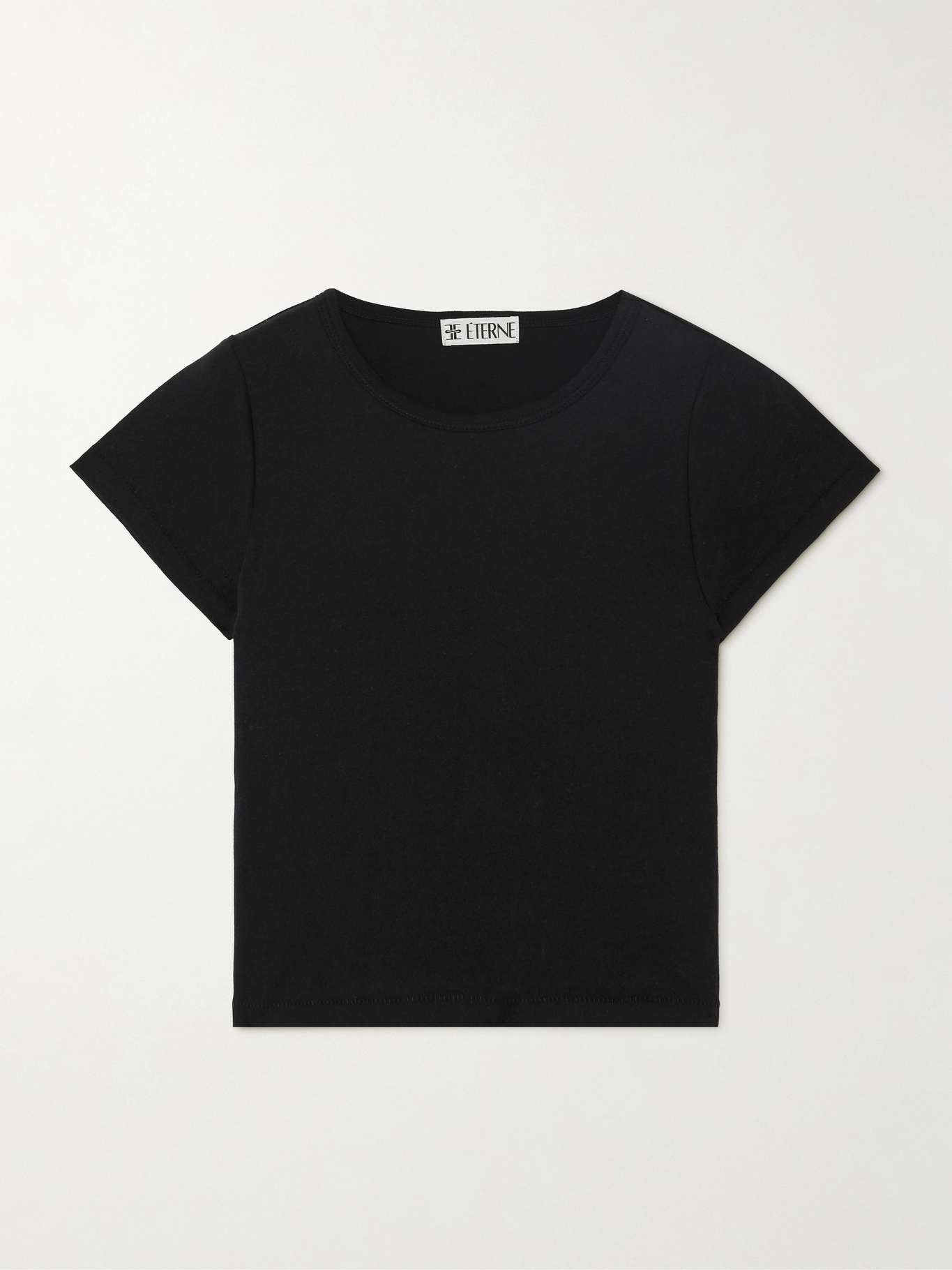 ÉTERNE Short Sleeve Baby Tee cropped cotton and modal-blend jersey T ...