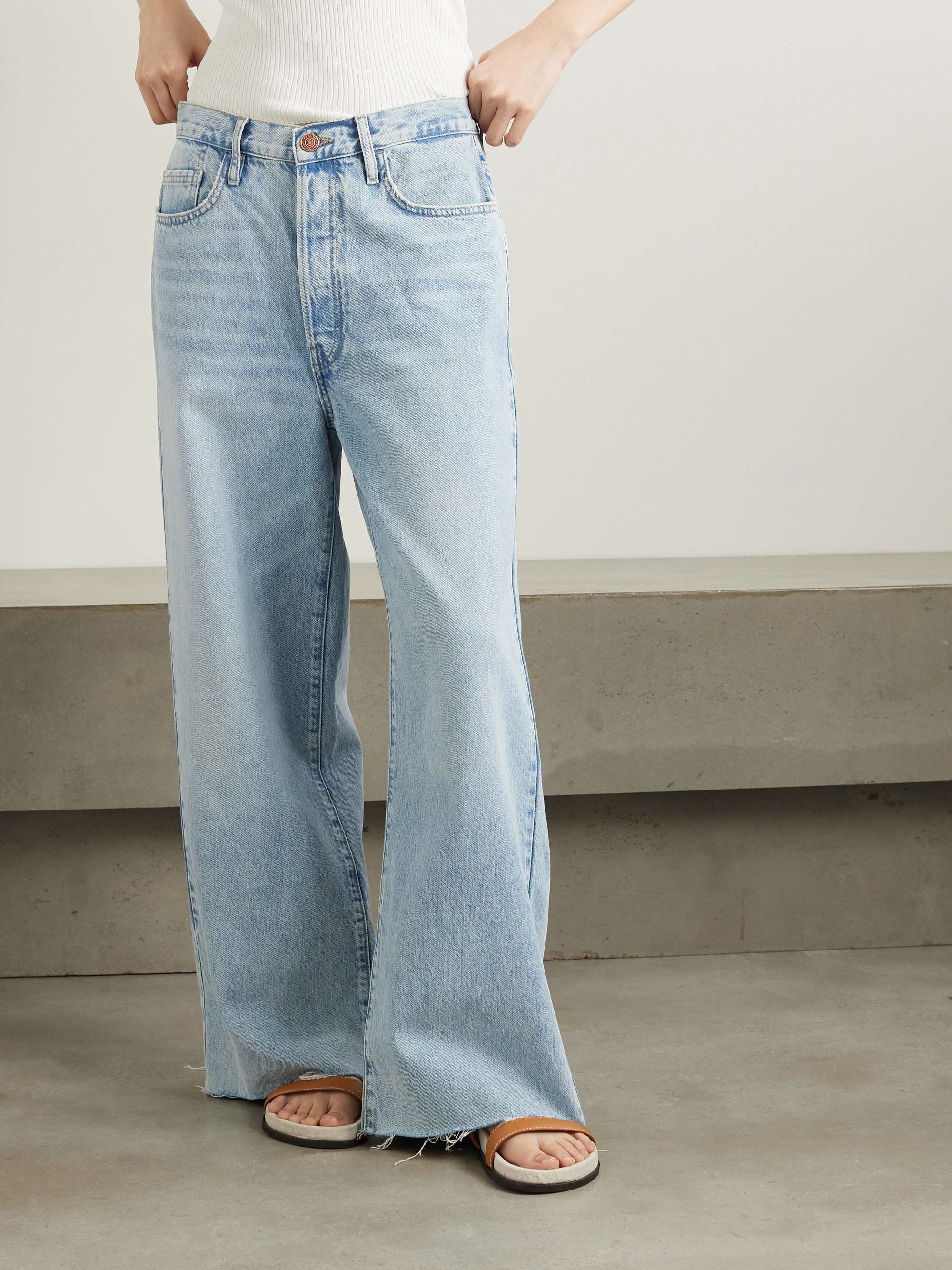 FRAME Le Low Baggy distressed high-rise wide-leg jeans | NET-A-PORTER