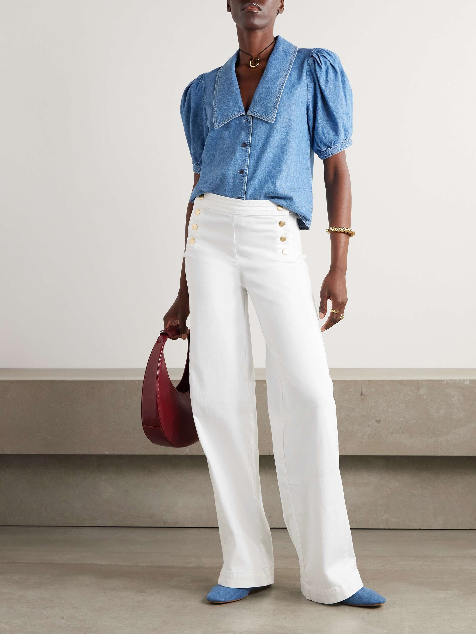 FRAME Sailor embellished high-rise wide-leg jeans | NET-A-PORTER