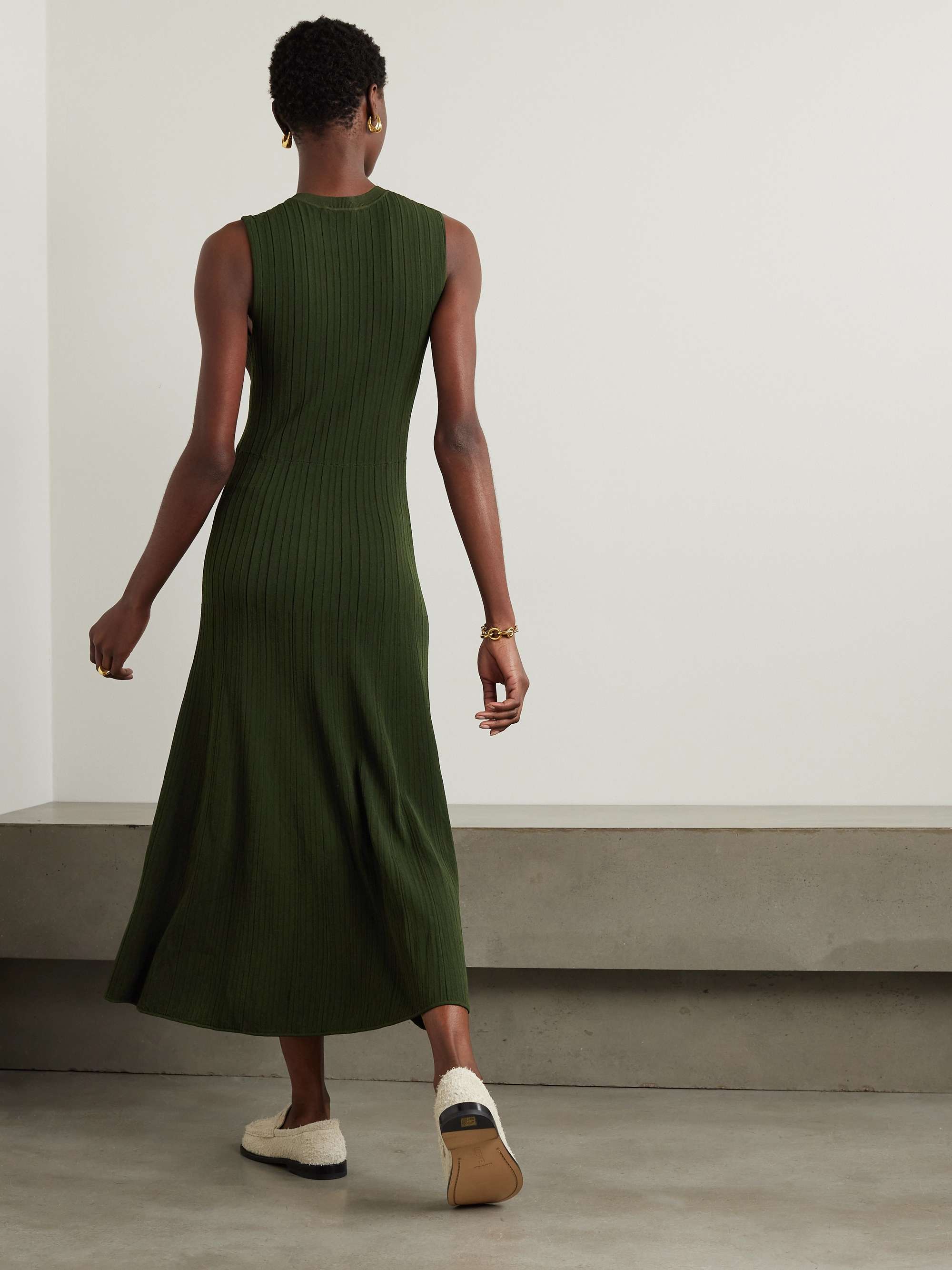 FRAME Ribbed-knit midi dress | NET-A-PORTER