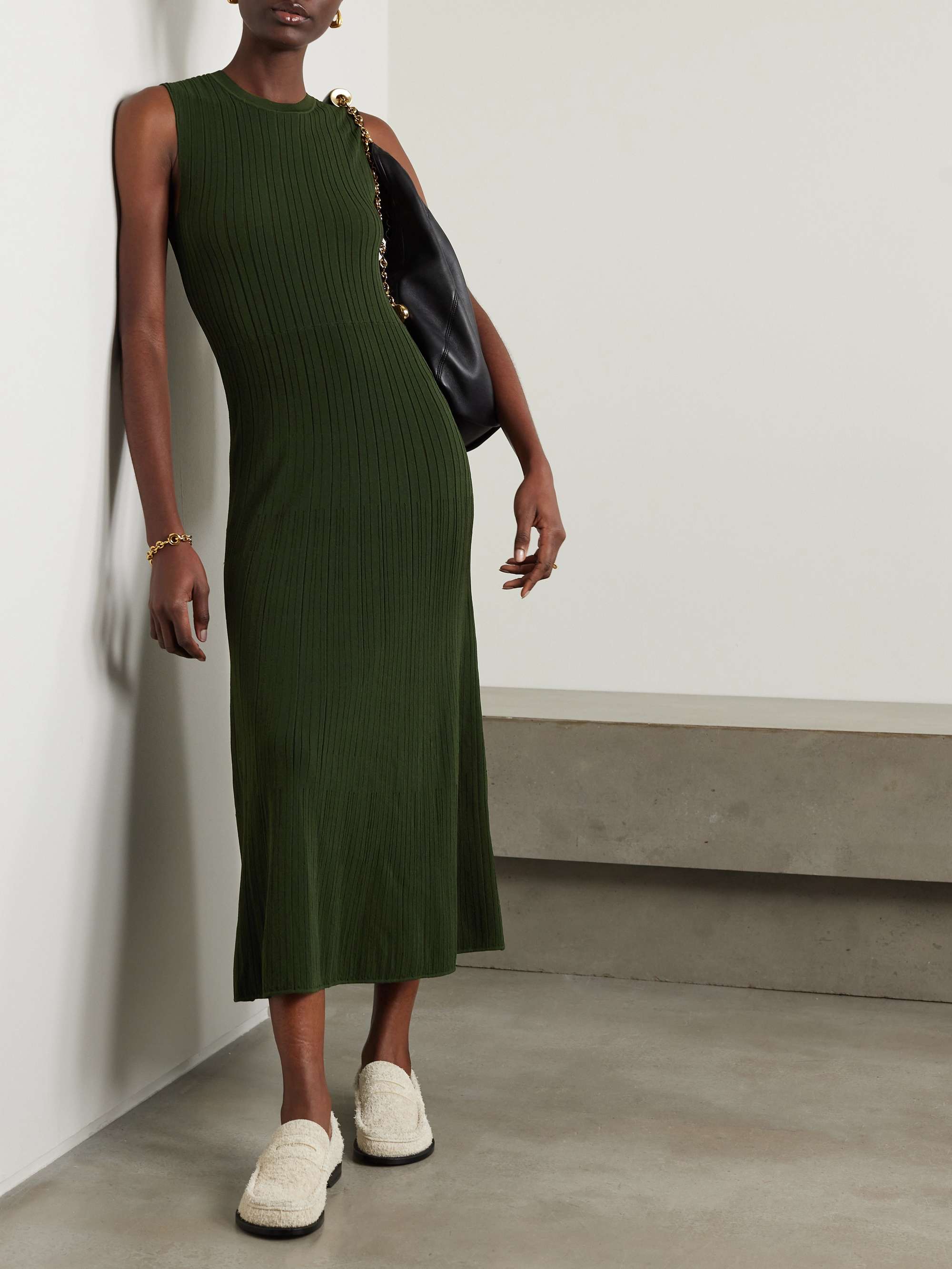 FRAME Ribbed-knit midi dress | NET-A-PORTER