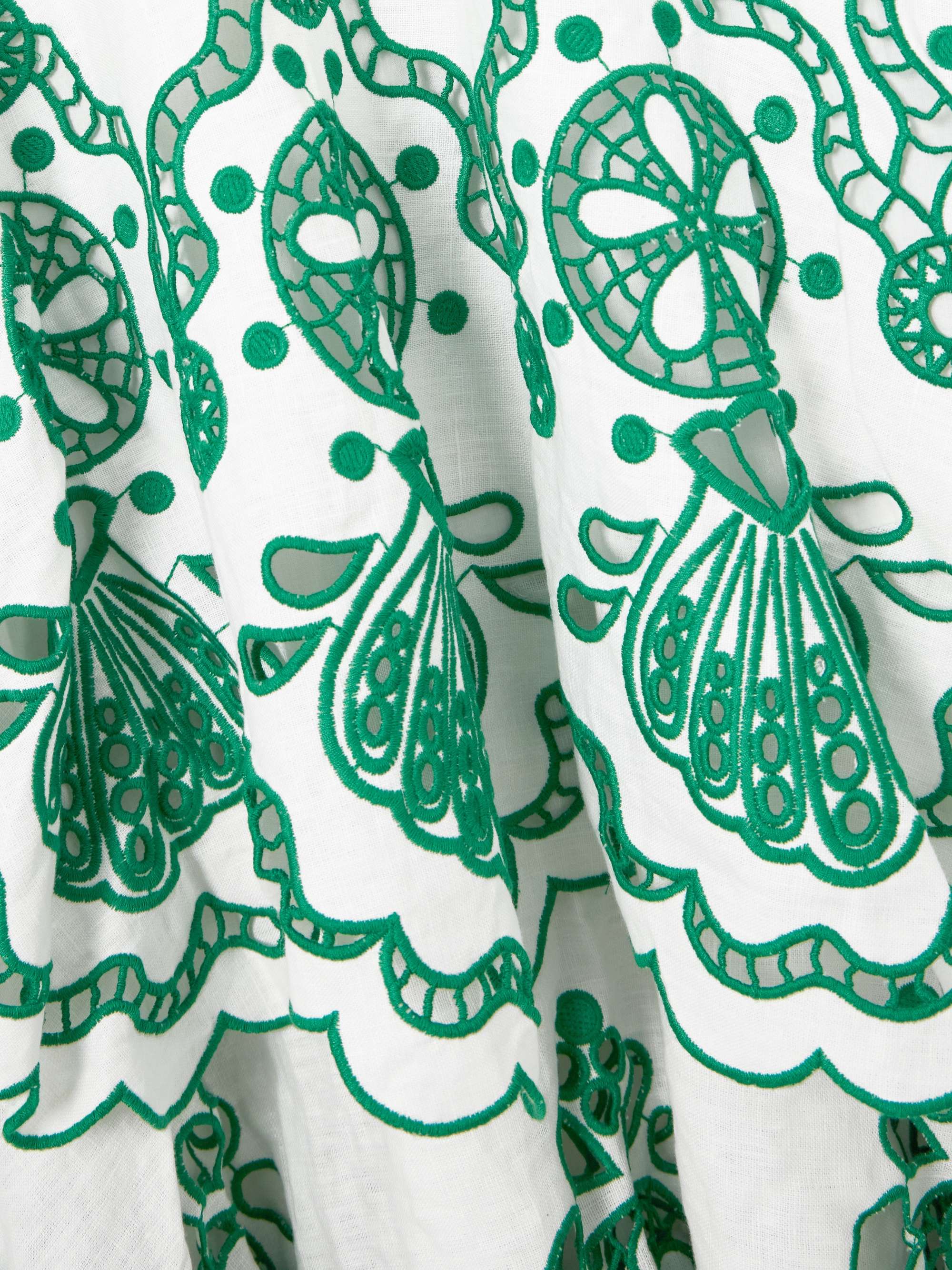 FARM RIO Broderie anglaise linen midi dress | NET-A-PORTER